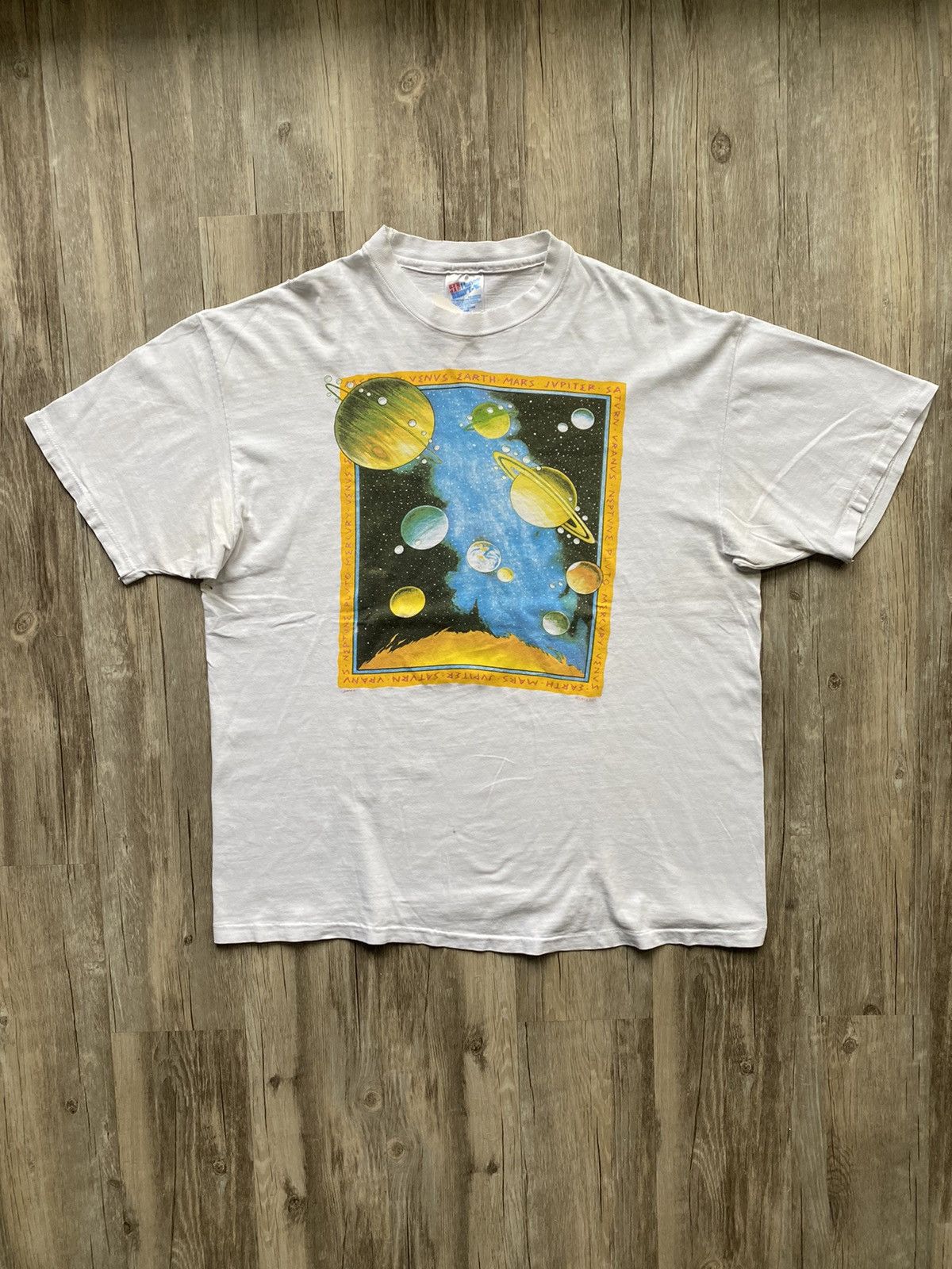 Vintage 90s Planets of Our Solar System Art Work Graphic Tshirt | Grailed