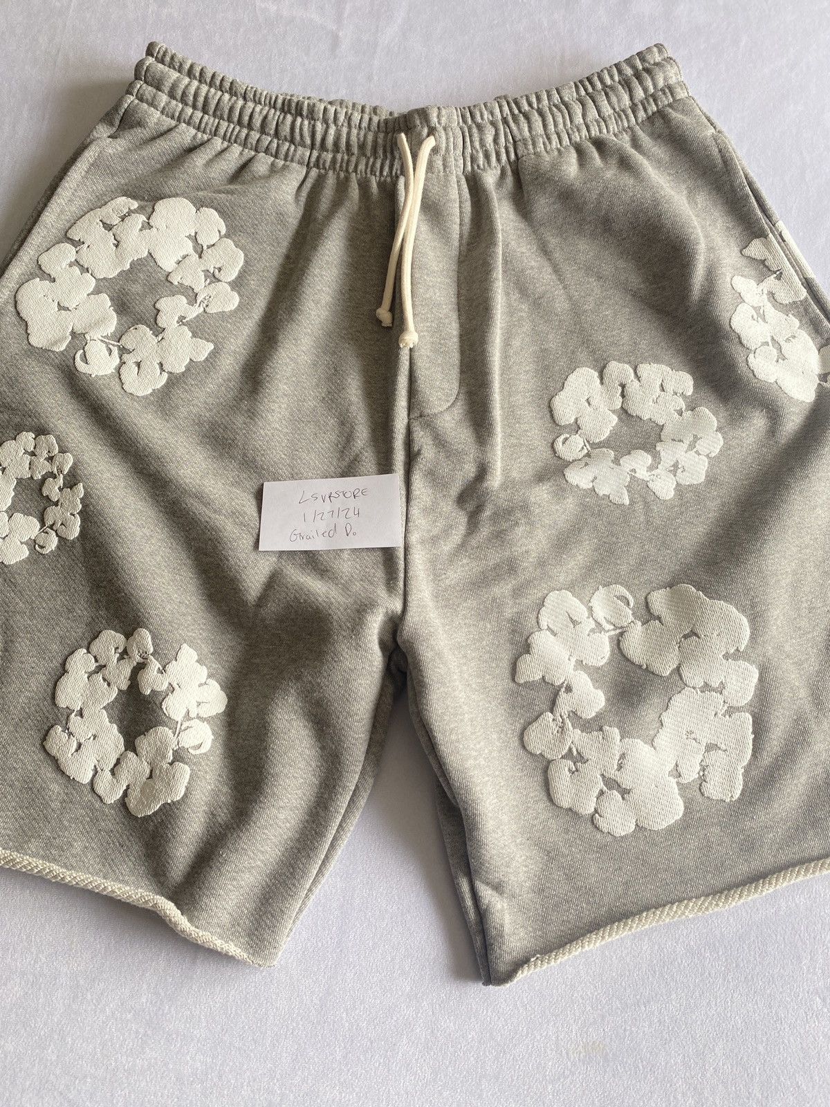 DENIM TEARS Denim Tears The Cotton Wreath Shorts Grey XLARGE | Grailed