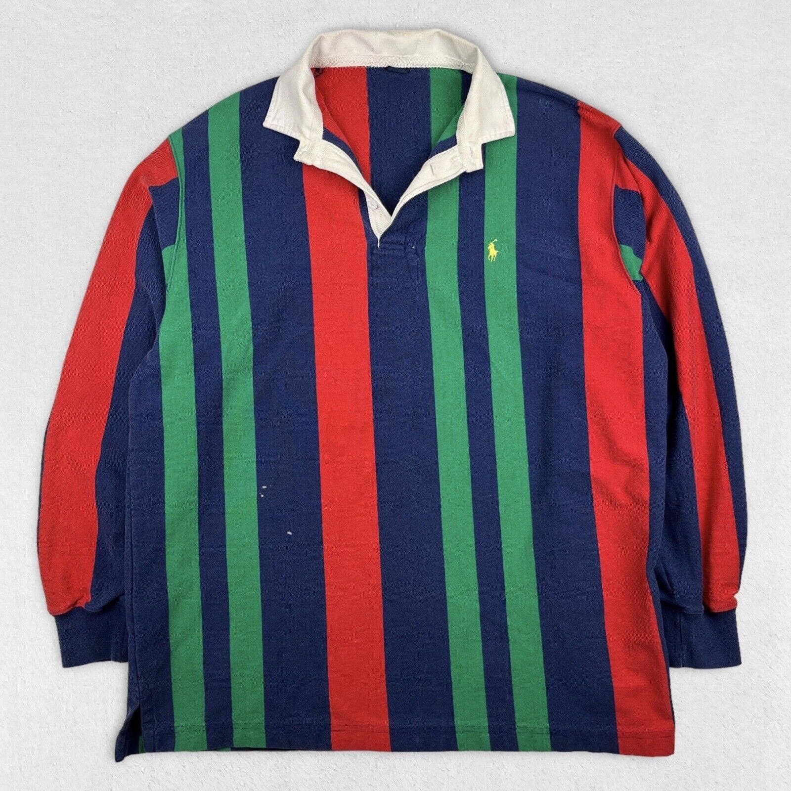 Polo Ralph Lauren 90s Polo Ralph Lauren Striped LS Rugby Shirt 2XL Pony Logo | Grailed