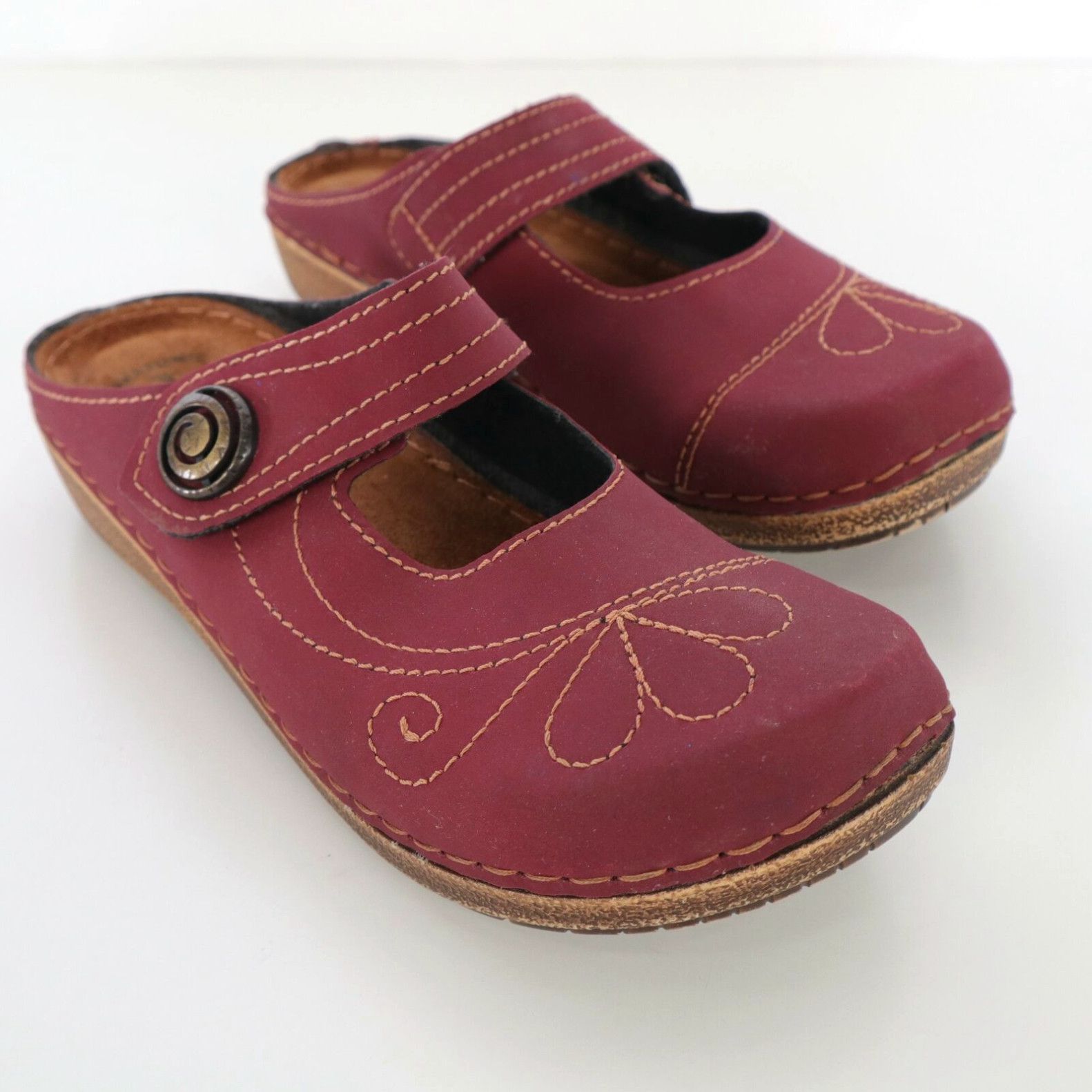 Vintage Spring Step Flexus Clogs Mules Belfast Womens 5 Embroidered ...