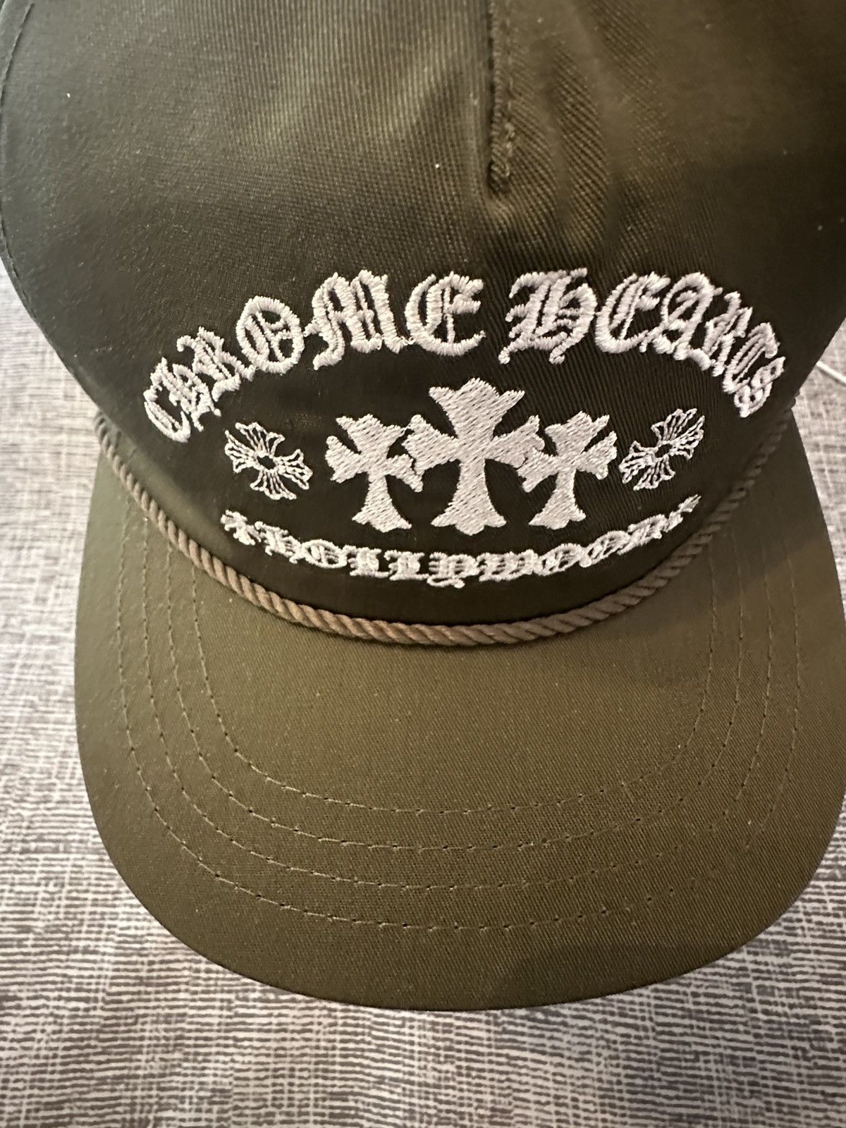 Chrome Hearts Chrome Hearts Triple Cross Embroidered Green Trucker Hat ...