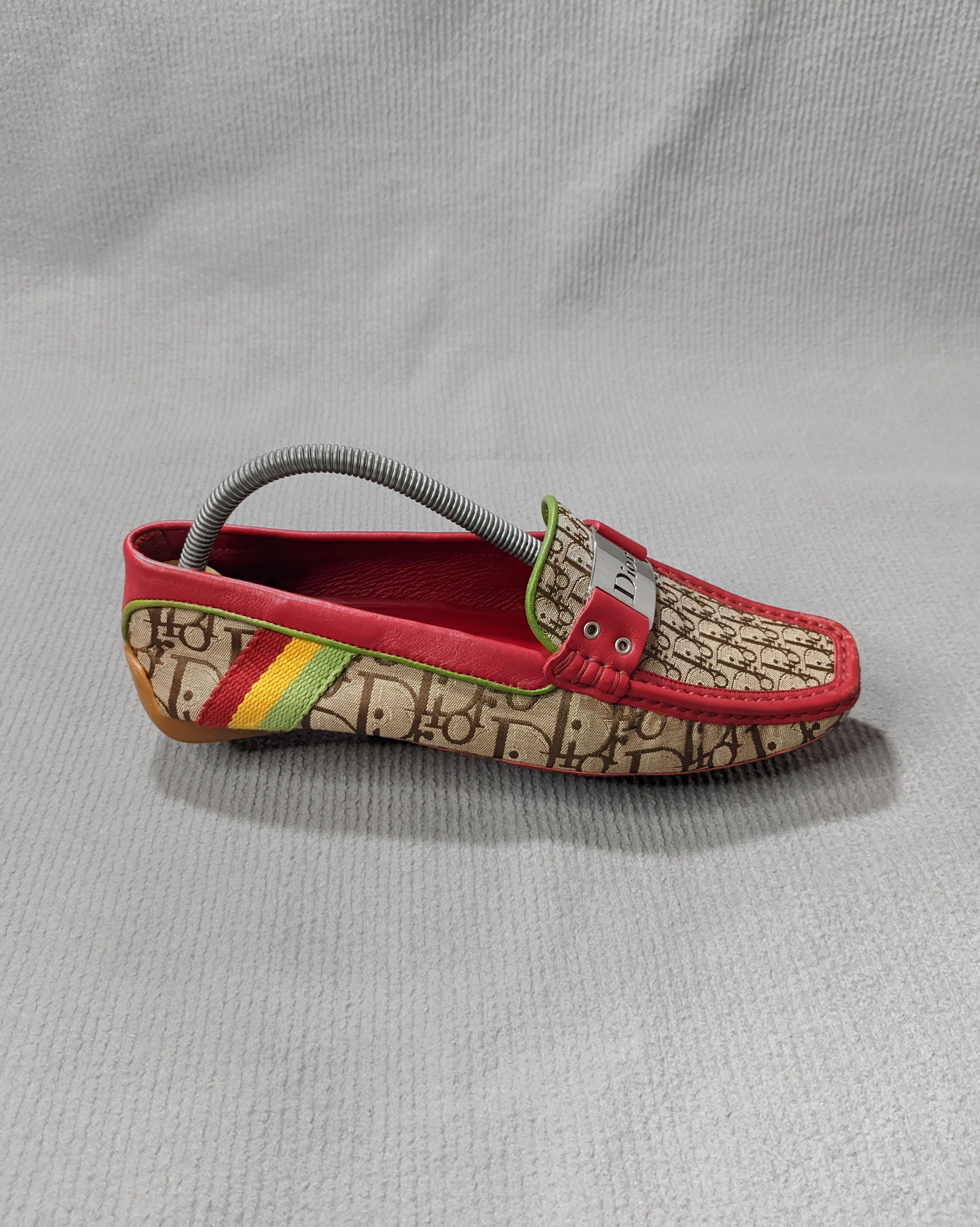 Dior × Luxury × Vintage Vintage Dior Monogram Leather Rasta Loafers ...