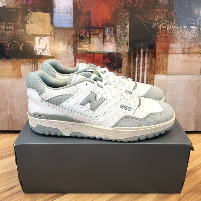New Balance 2023 New Balance 550 White / Dark Juniper Green Suede NB550 ...