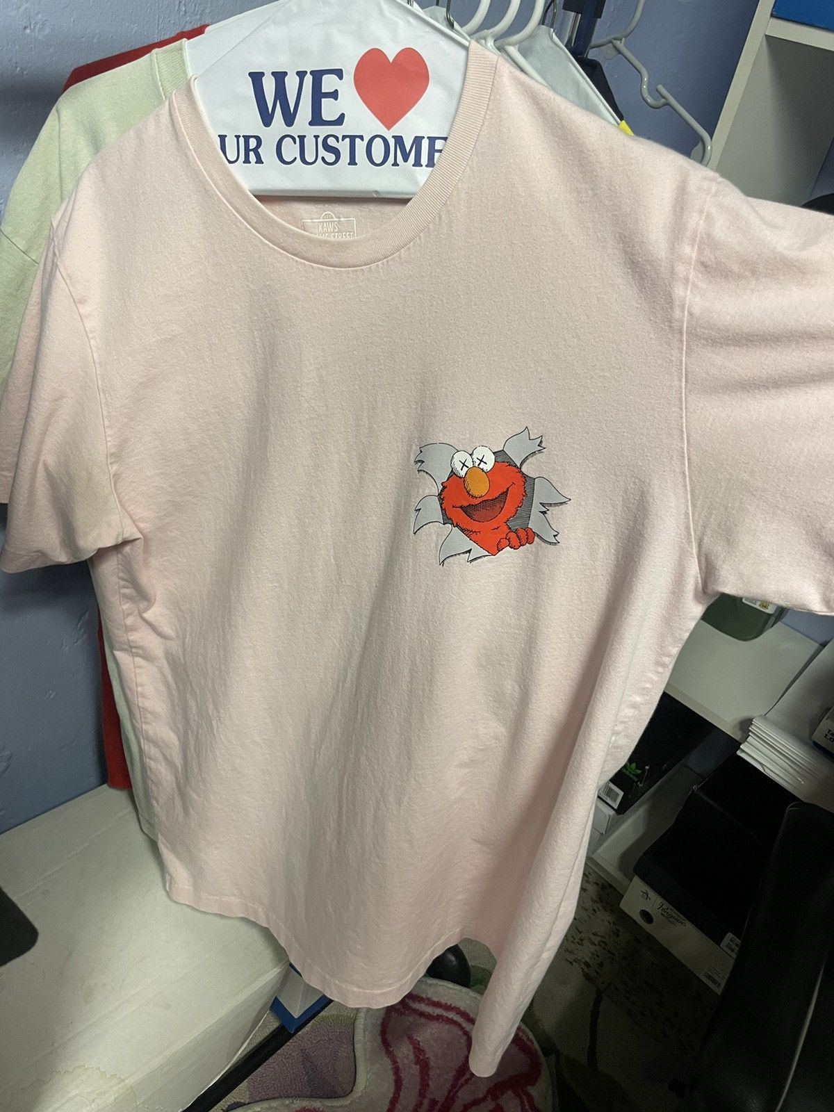Uniqlo Kaws x Uniqlo Sesame Street Elmo Tee Pink | Grailed