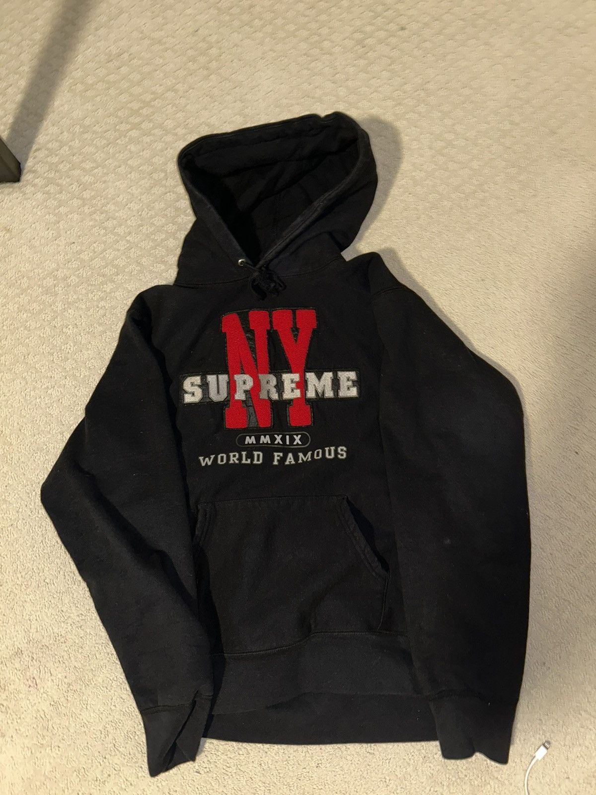 Supreme Supreme Patch Hoodie OG New York Worldwide Red | Grailed
