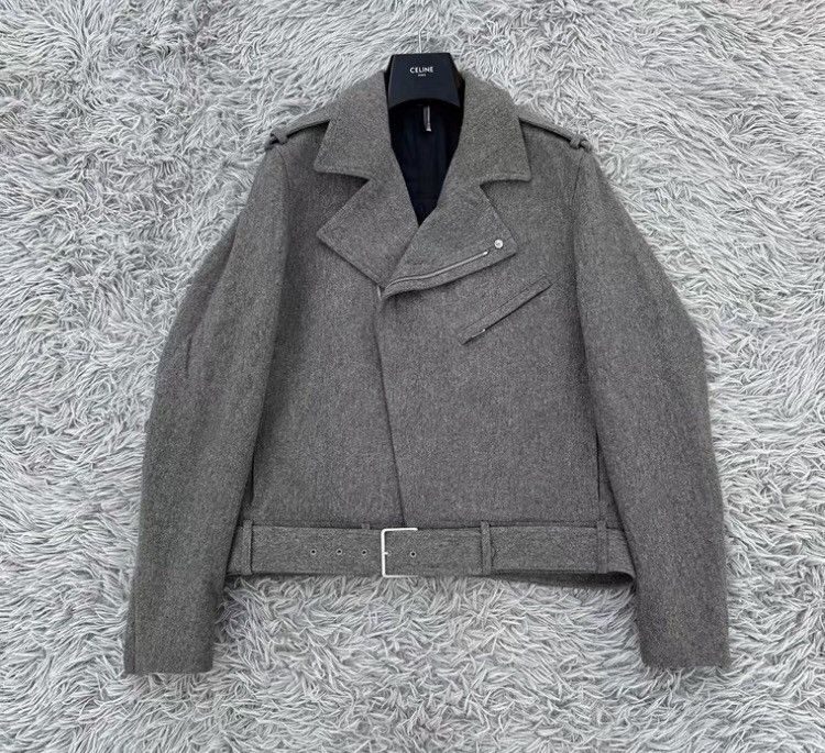 Dior Dior Light Gray Motorcycle Zipper Wool Jacket | Grailed