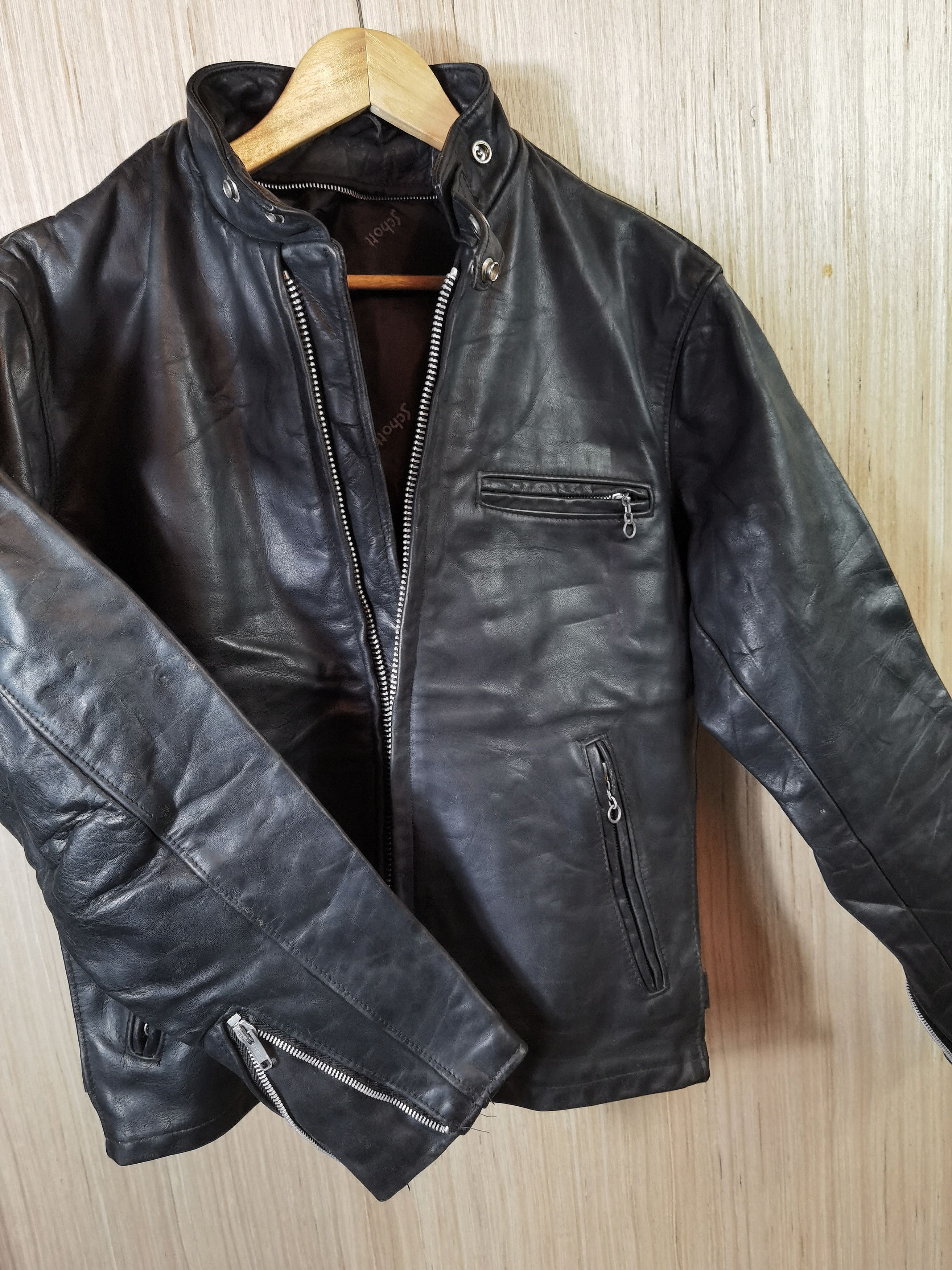 Schott × Vintage G10 VINTAGE SCHOTT CAFE RACER BIKE LEATHER JACKET ...