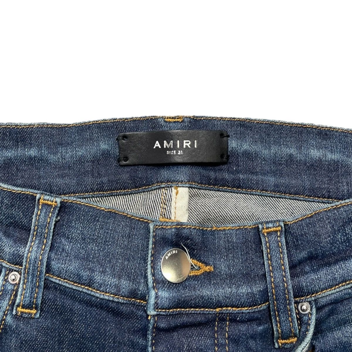 Amiri Amiri MX1 Leather Patch Jeans Deep Classic Indigo | Grailed