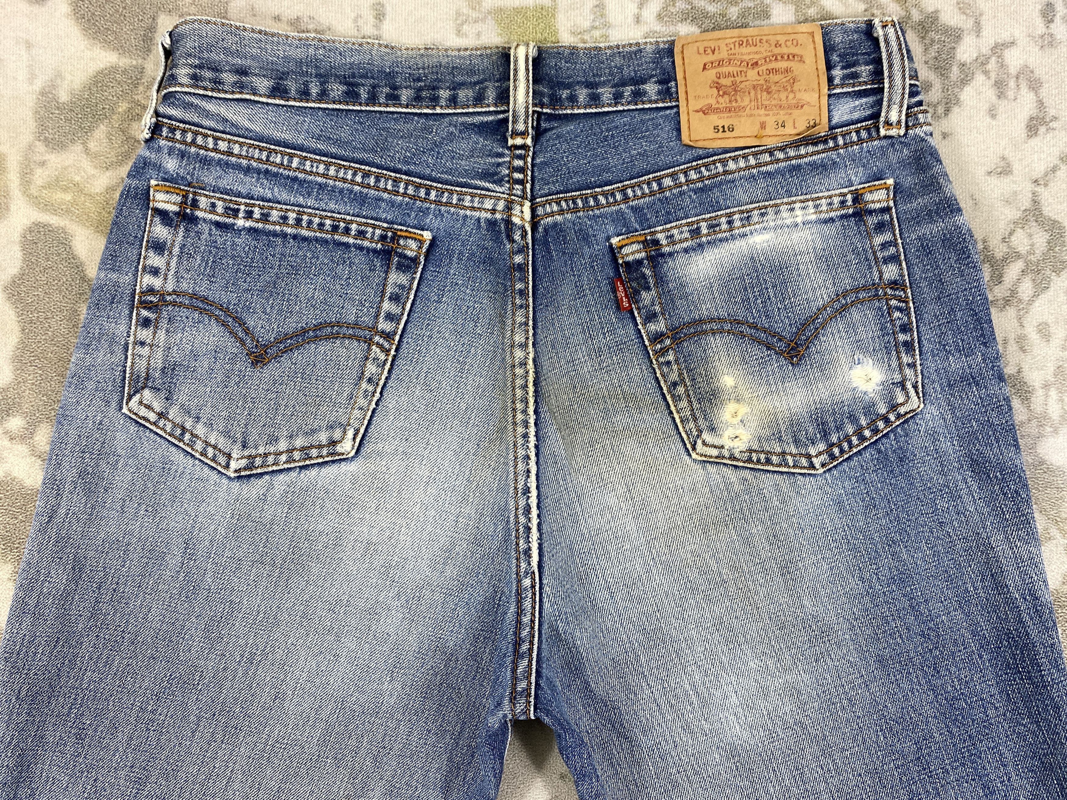 Levi's Vintage Clothing Distressed Blue Vintage Levi's 516 33x29 Denim ...