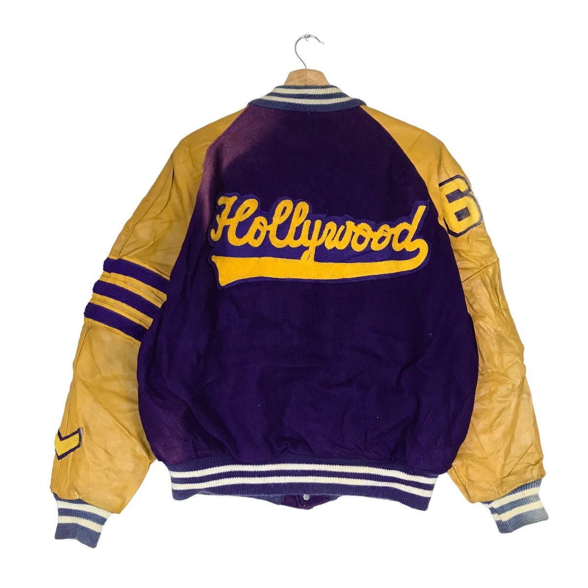 Varsity Jacket Vintage 90s Hollywood Letterman Wool Leather Varsity ...