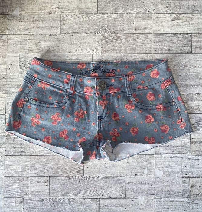Vintage Almost Famous, Vintage, Flowered, Faux Denim Shorts | Grailed