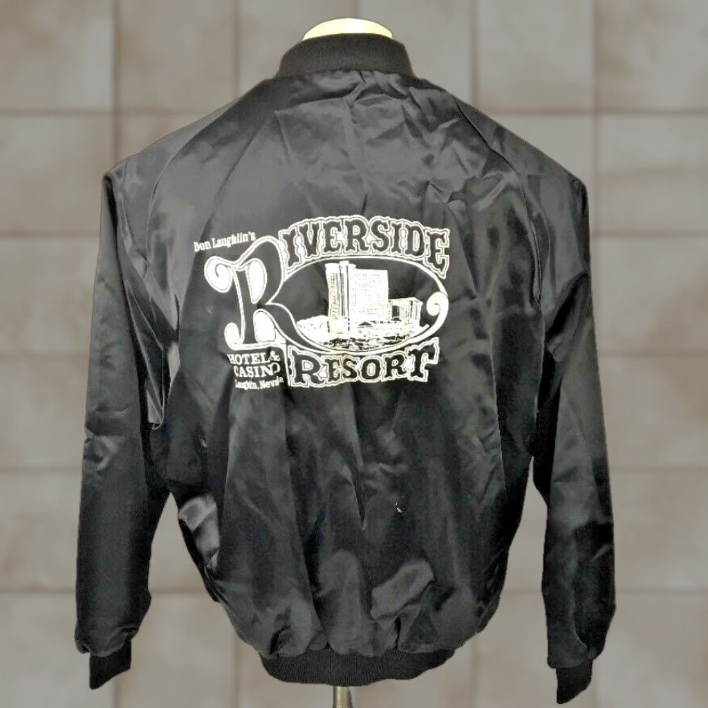 Vintage VTG Westark Jacket Shiny Bomber Black Satin 80s Riverside Hotel ...