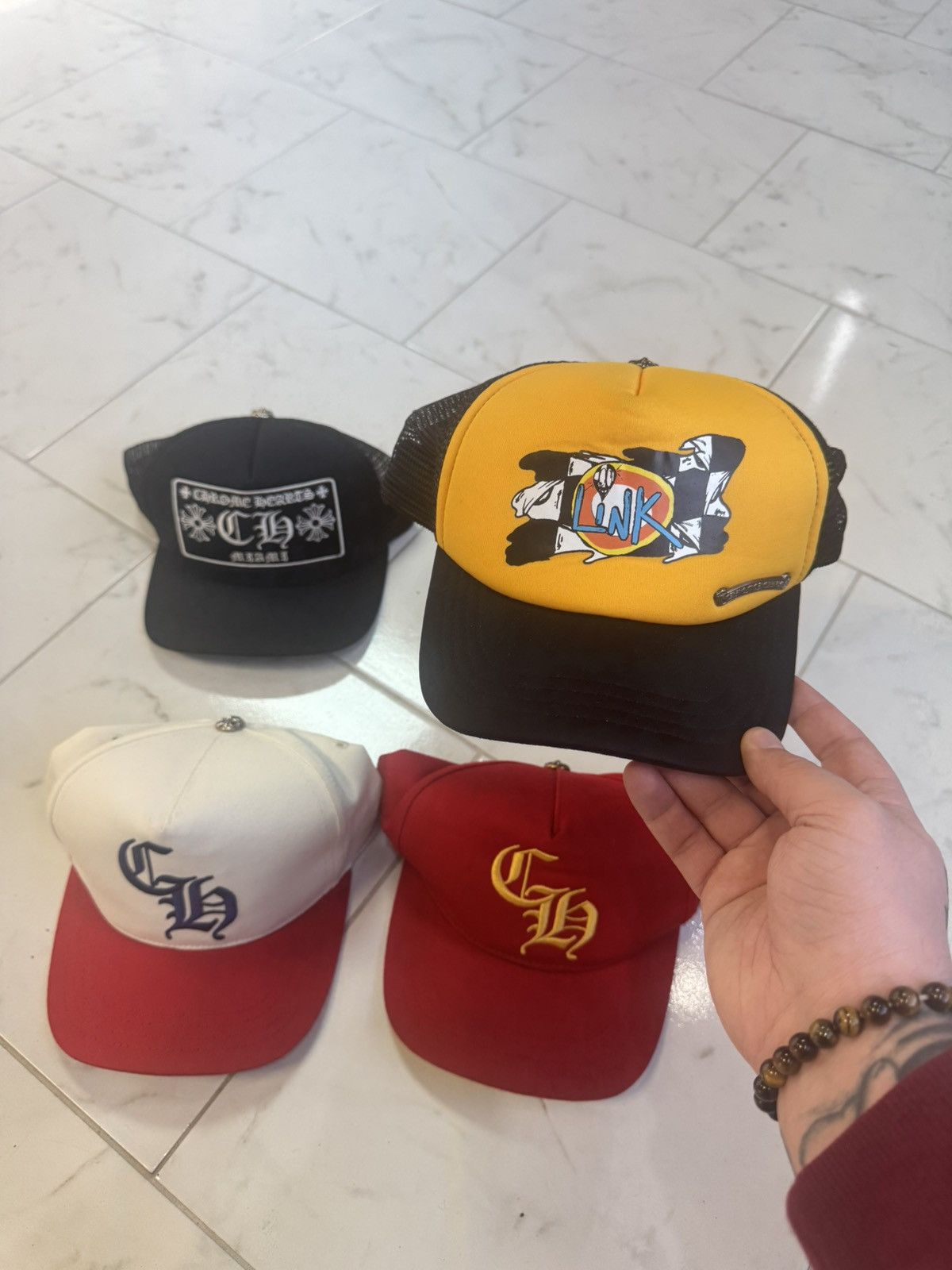 Chrome Hearts Rare Matty Boy Chrome Hearts Link Badge Mesh Trucker Snap ...