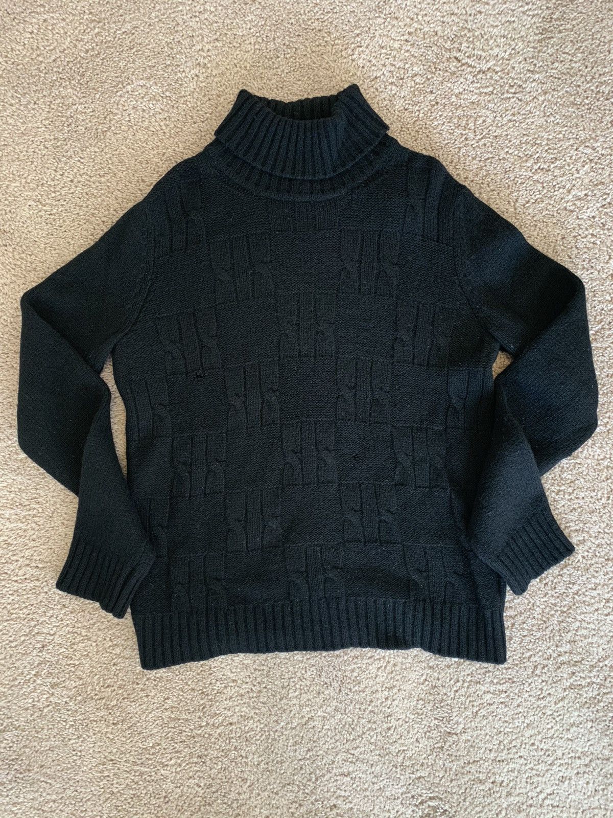 Vintage NUMBER (n)INE CABLE KNIT WOVEN § DETAIL TURTLENECK SWEATER ...