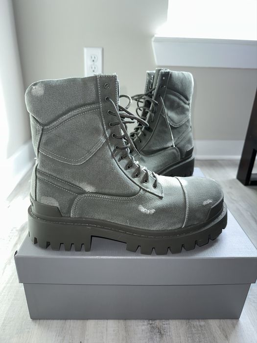 Balenciaga NEED GONE OFFER UP BALENCIAGA DISTRESSED STRIKE BOOTS KHAKI ...
