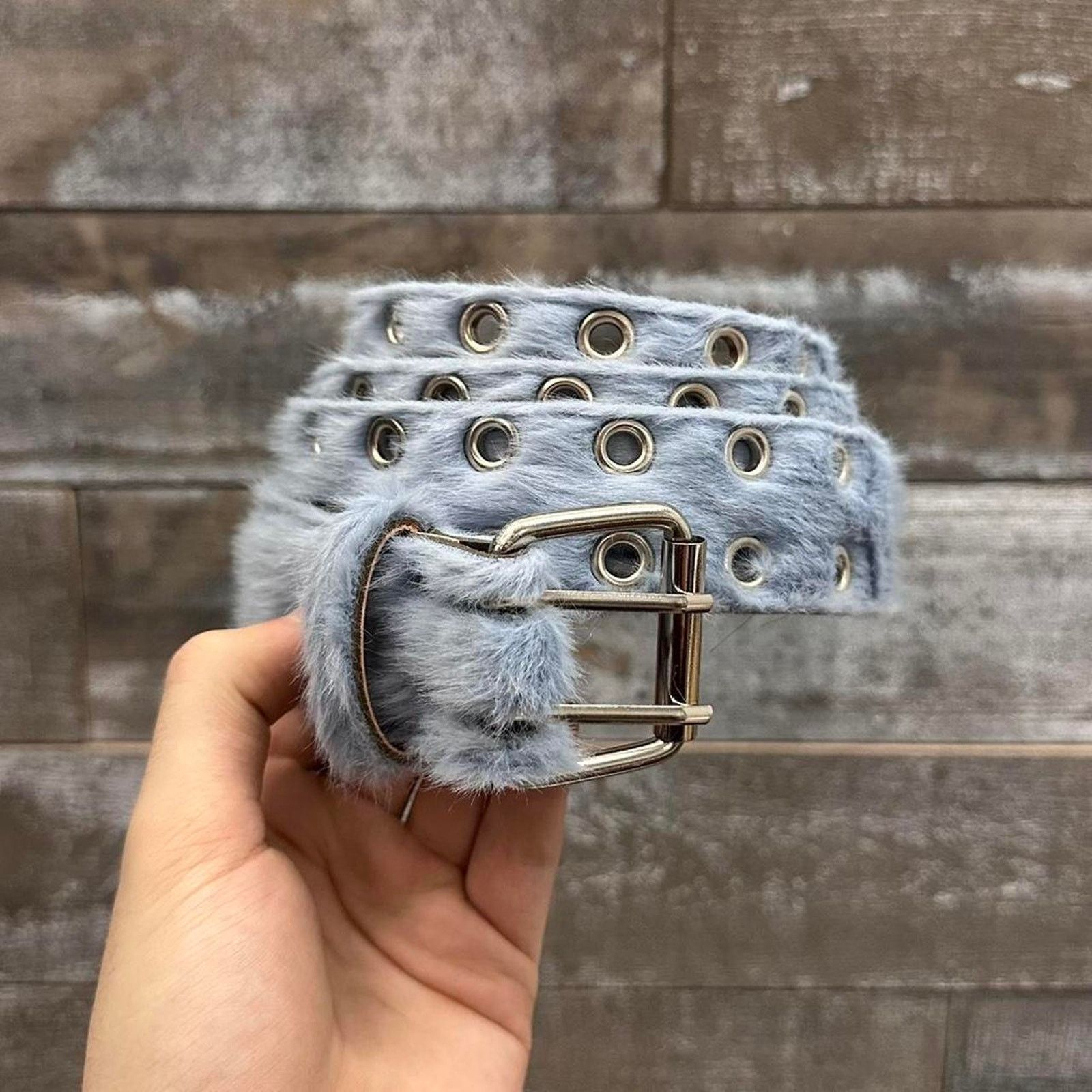 Other Baby Blue Fur Belt Vintage 2000s Y2k Vegan Leather Backside | Grailed