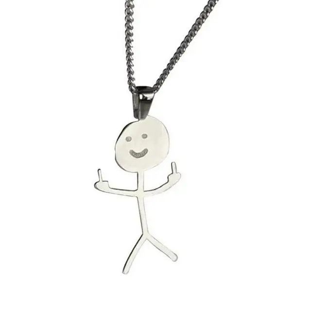 Jewelry Middle finger stick man pendant necklace | Grailed