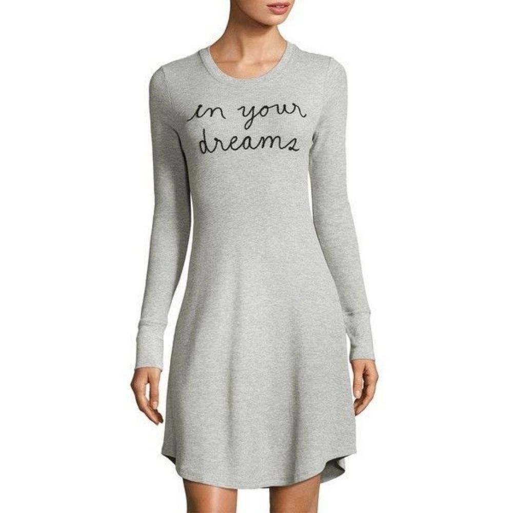 Kate Spade Kate Spade Grey Waffle Knit In your Dreams Nightgown Sleep S ...