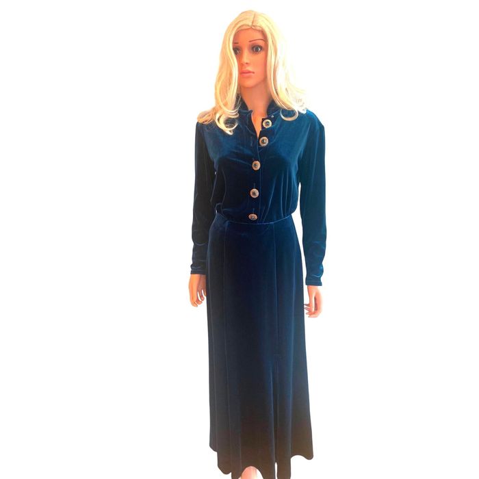 Double D Ranch Double D Ranch Blue Velvet Jacket Maxi Skirt SET & Metal ...