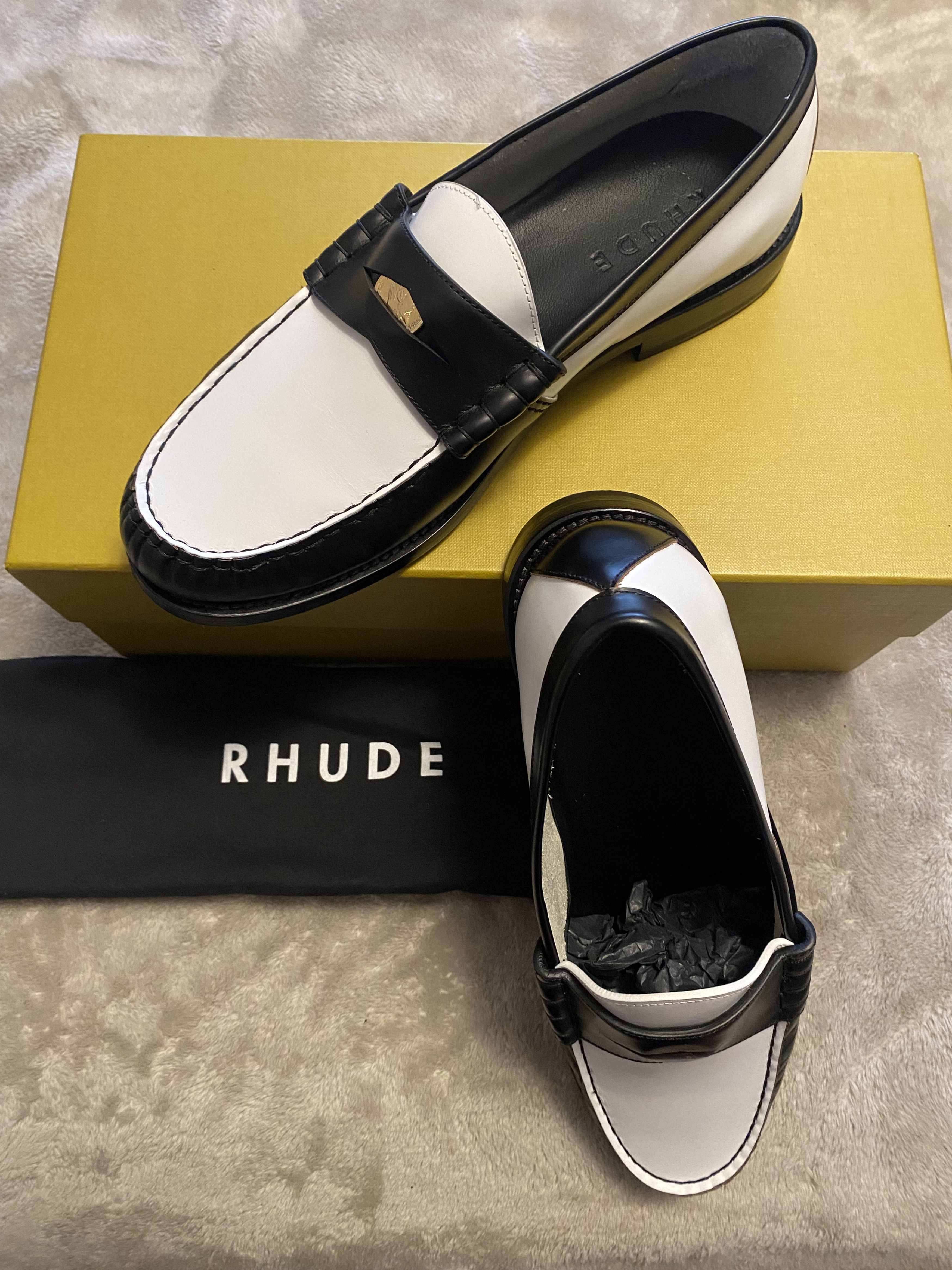 Rhude Rhude Black White Penny Loafers | Grailed