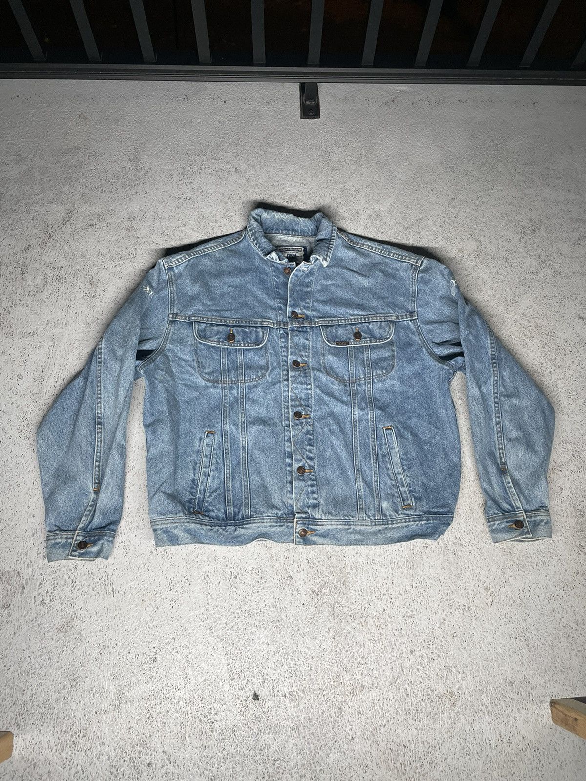 Lee vintage lee denim jean jacket with patches on the sleeves | Grailed