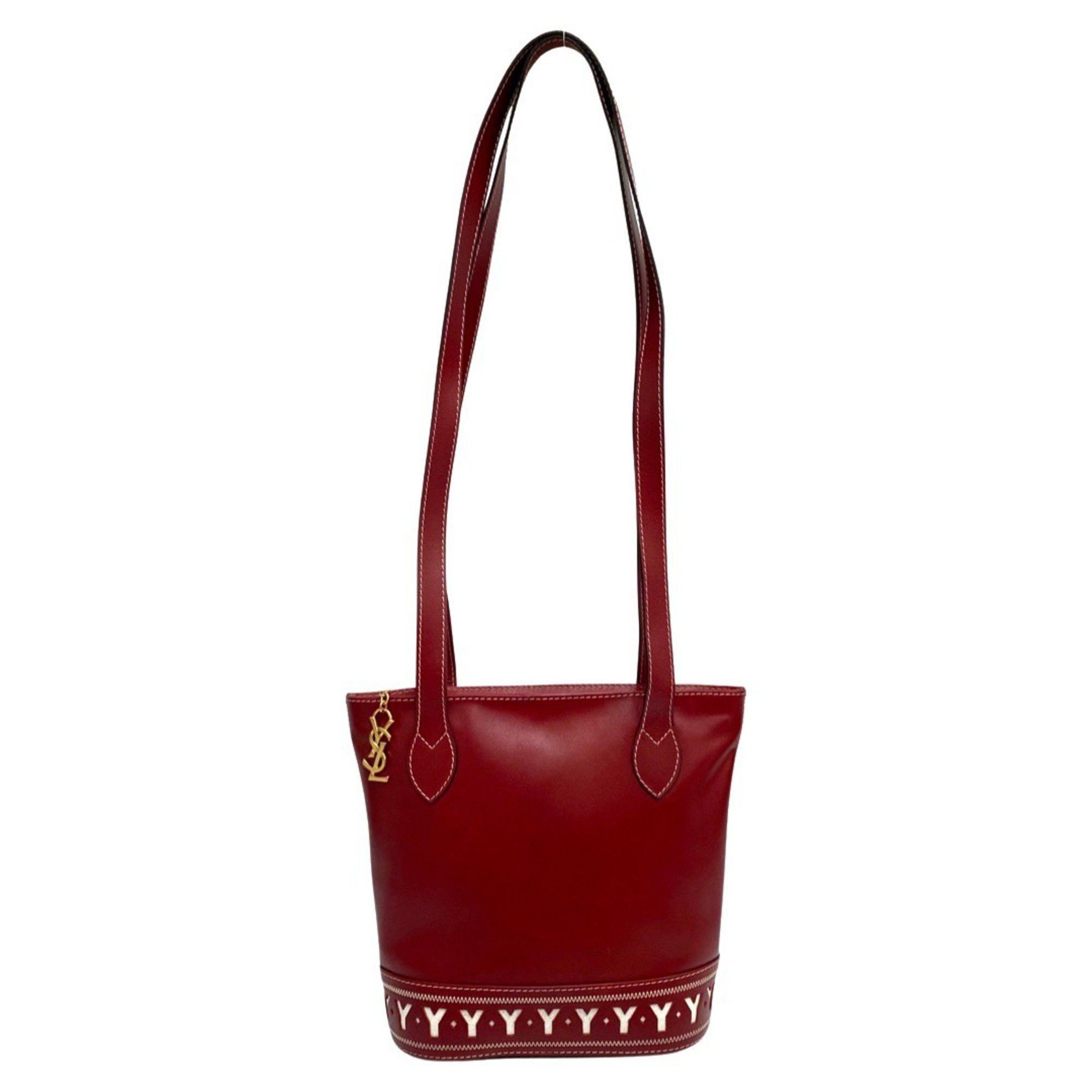 Yves Saint Laurent YVES SAINT LAURENT YSL Charm Logo Cutout Leather ...