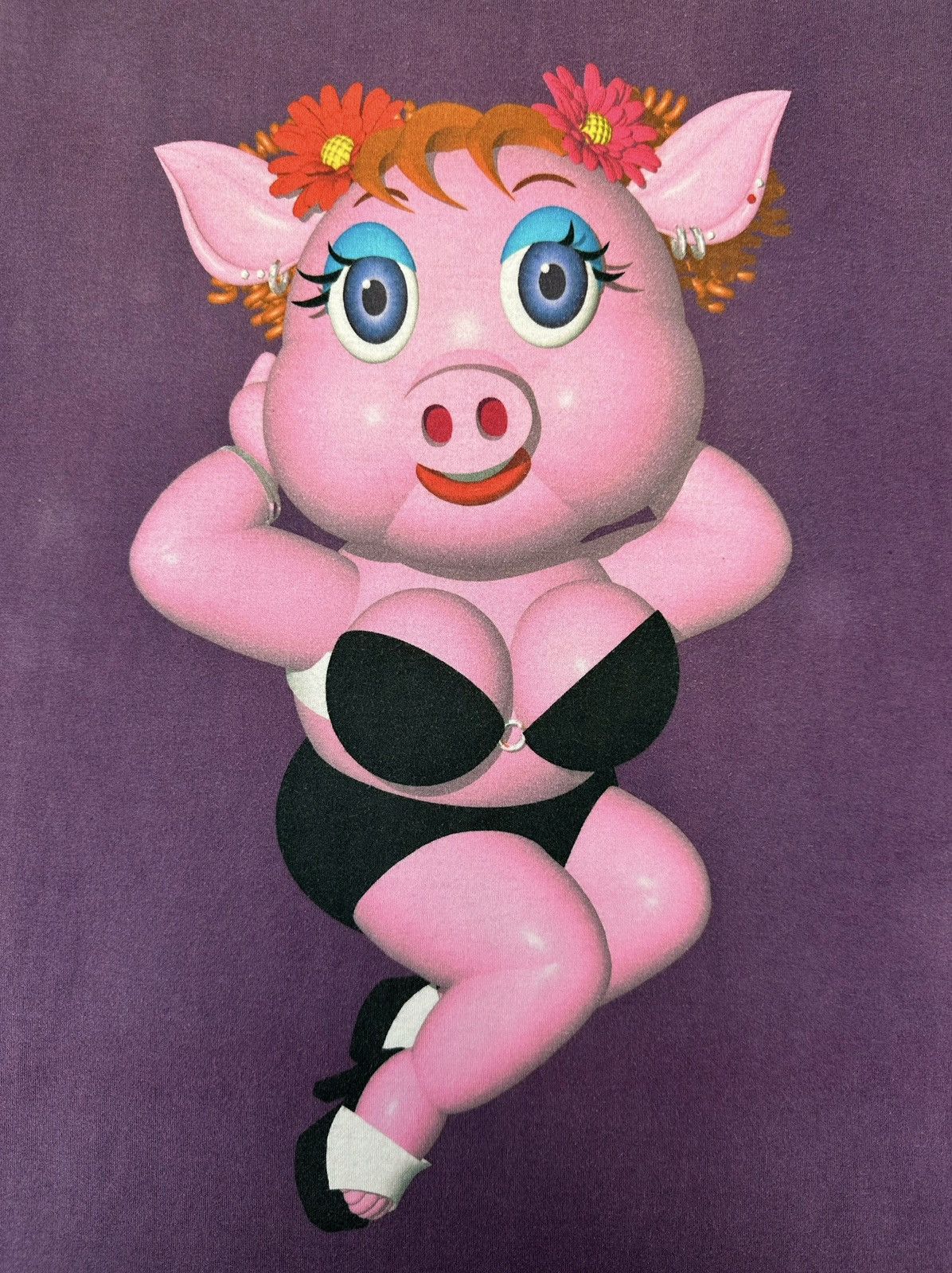 Yohji Yamamoto SS02 Yohji Yamamoto ‘Saeko Pig’ Rave Graphic Purple T ...