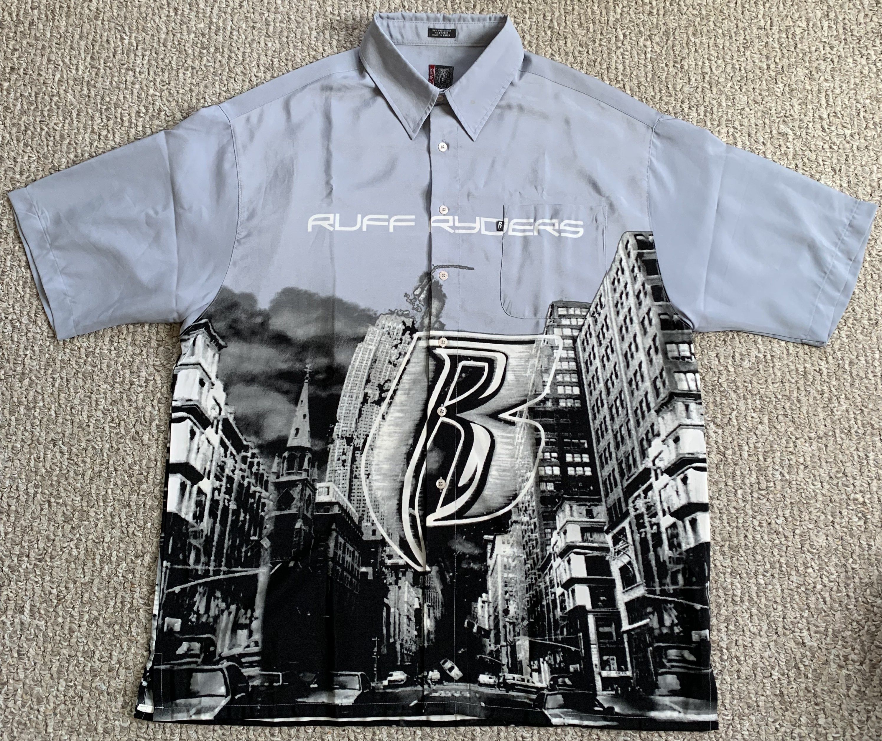 Ruff Ryders Vintage Ruff Ryders Logo Cityscape Button-Up Shirt | Grailed