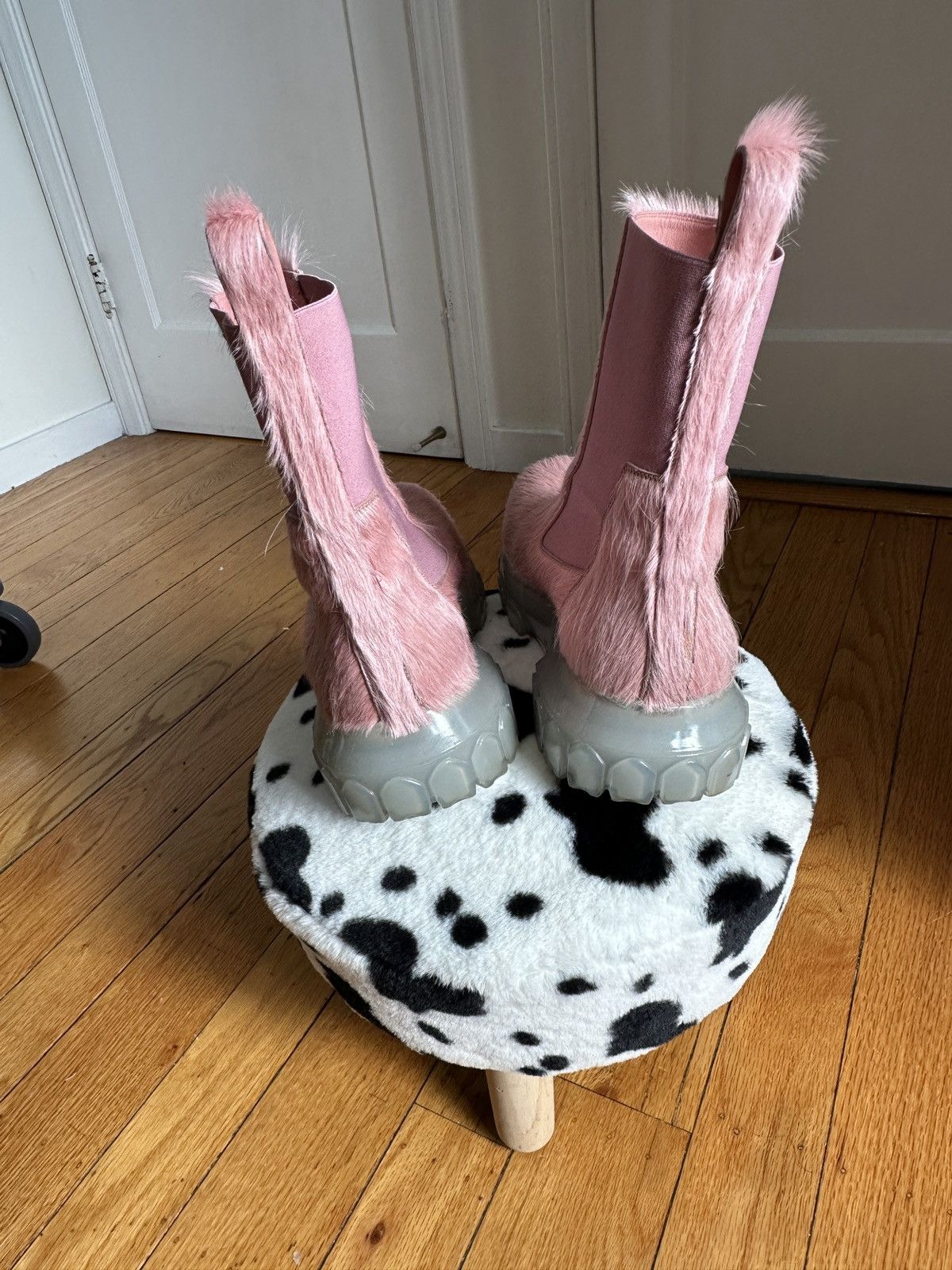 Rick Owens Rick Owens Pink Pony Hair Bozo Tractor Boots | Grailed