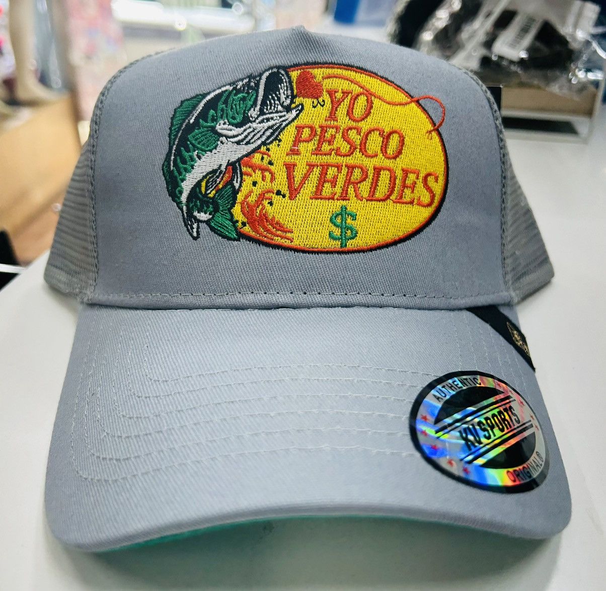 Streetwear × Vintage Yo Pesco Verdes Bass Grey Adjustable Pro Trucker ...