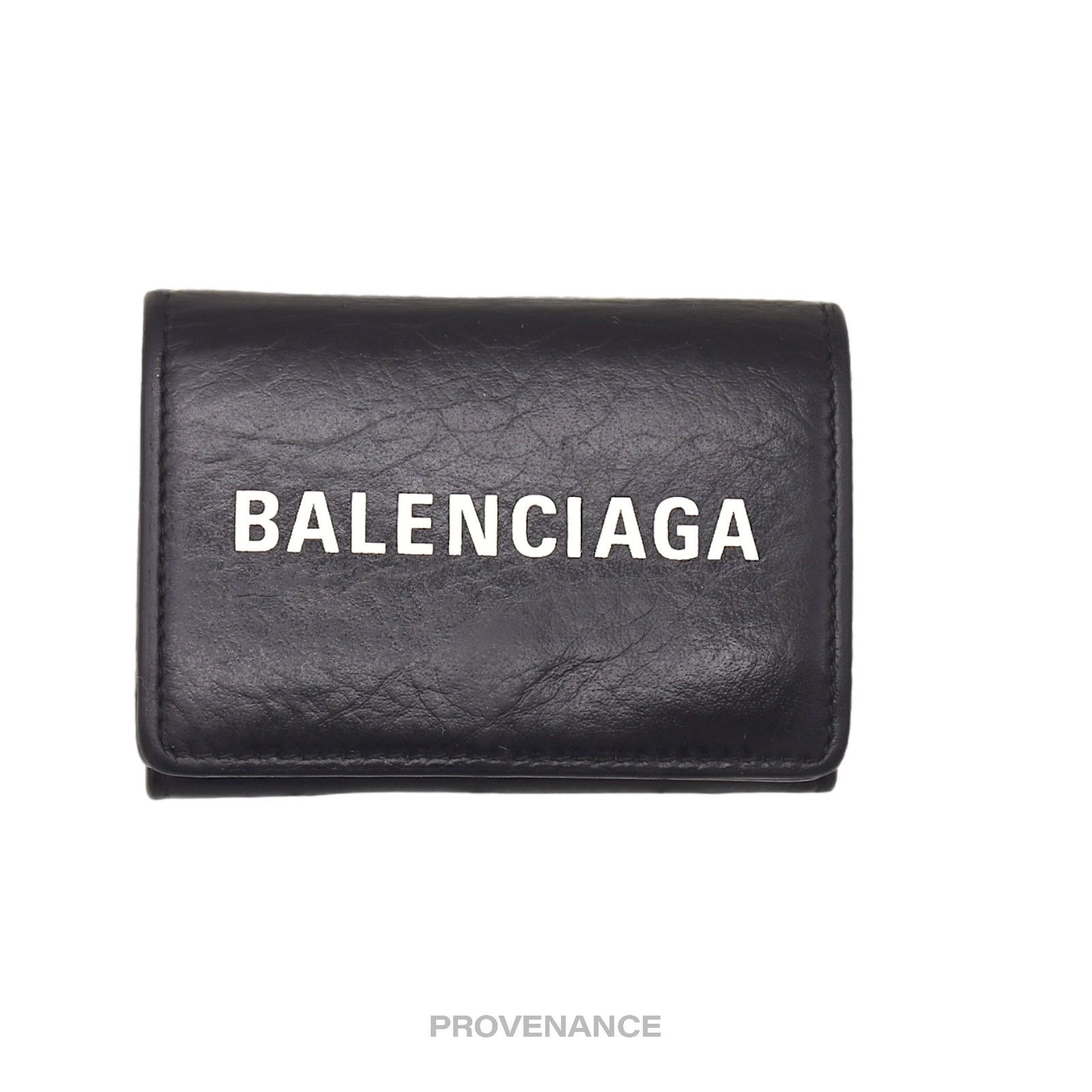 Balenciaga 🔴 Balenciaga Logo Trifold Wallet - Black White | Grailed