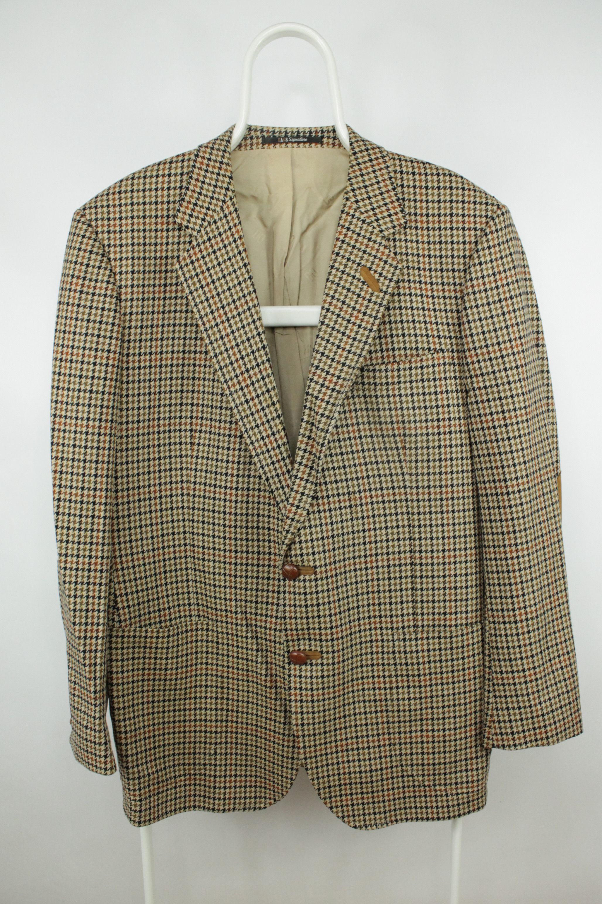 Vintage Daks London Signature Houndstooth Tweed Wool Blazer Jacket ...