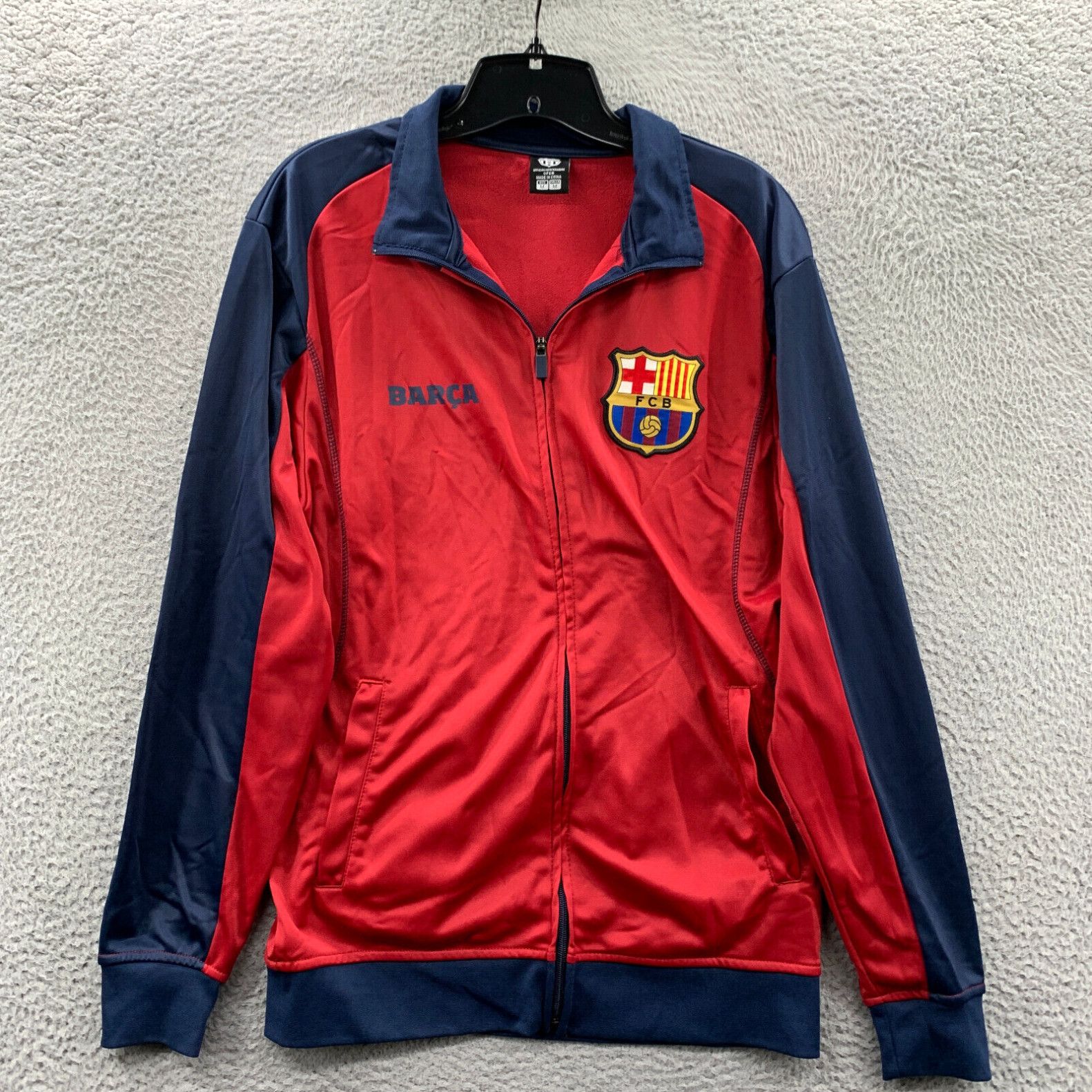 Vintage FCB FC BARELONA Jacket Mens Medium Long Sleeve Red Blue Full ...