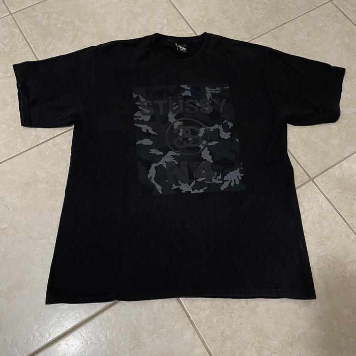 Vintage Stussy N4 Black Camo Graphic Tee Grailed