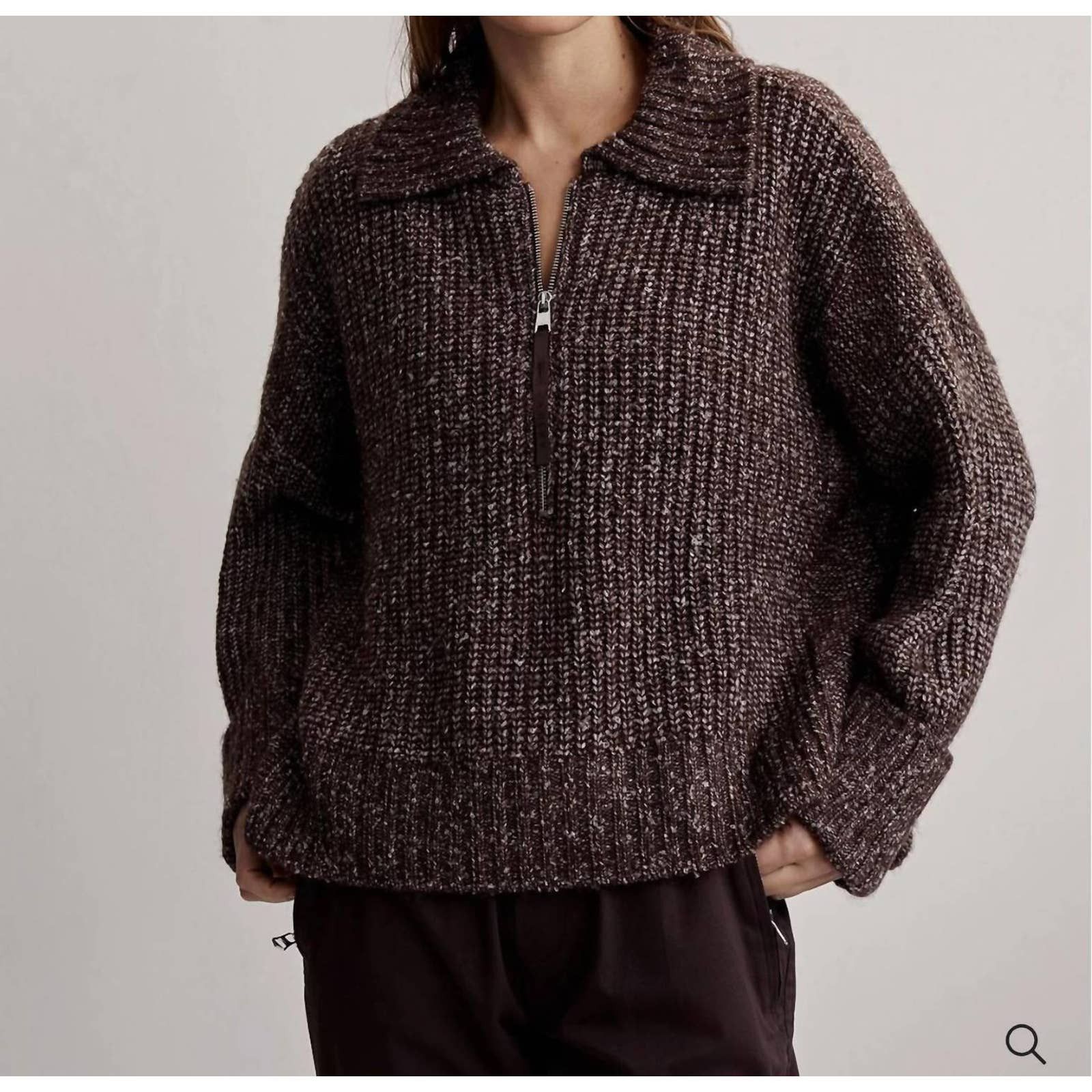 Varley Amelia Half Zip Knit In Coffee Bean | Grailed