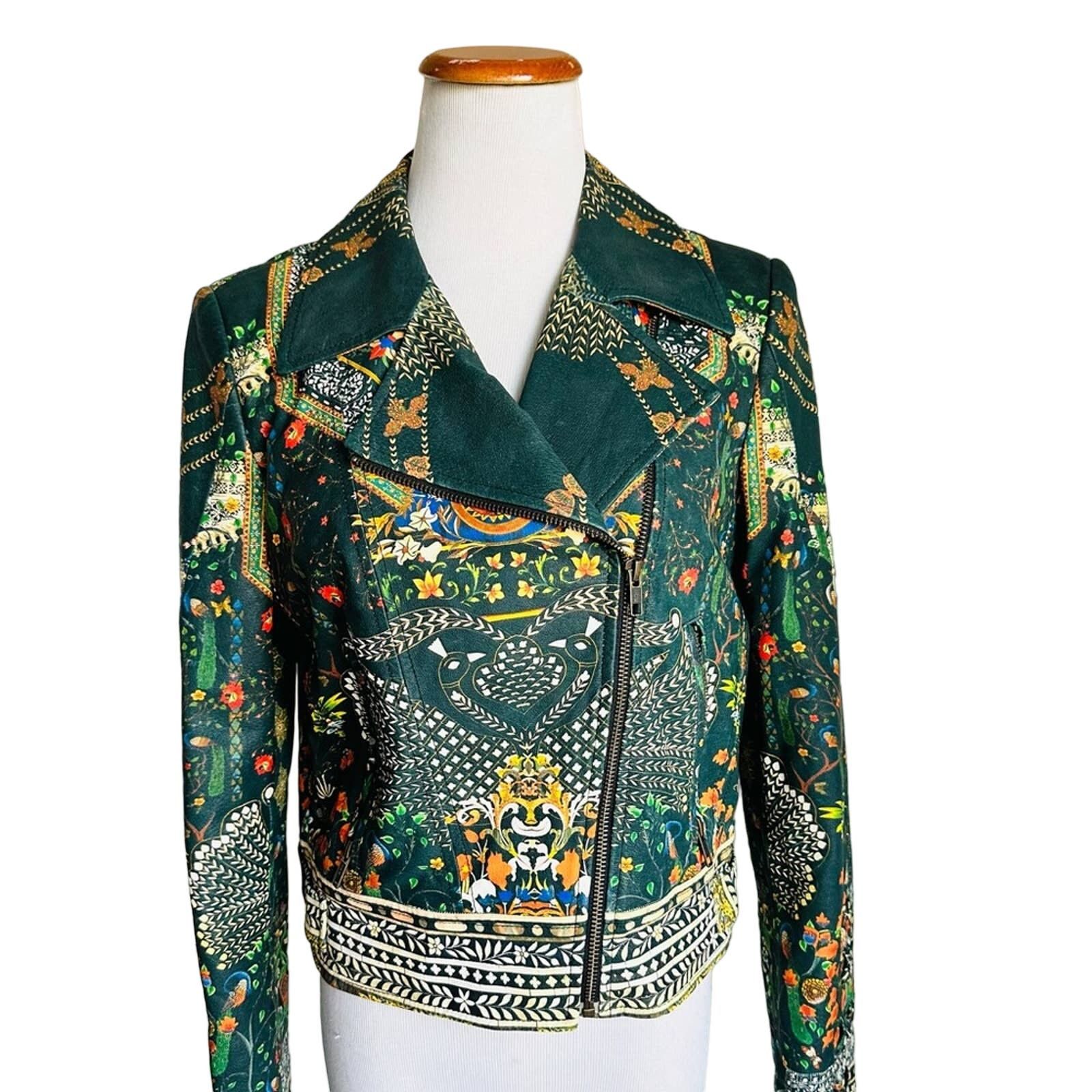 CAMILLA Camilla Leather Biker Jacket Behind Closed Doors Small Green ...