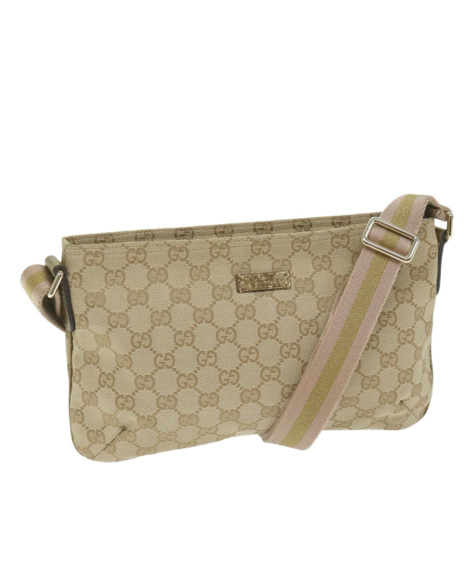 Gucci Beige Canvas Shoulder Bag with Iconic Motifs | Grailed