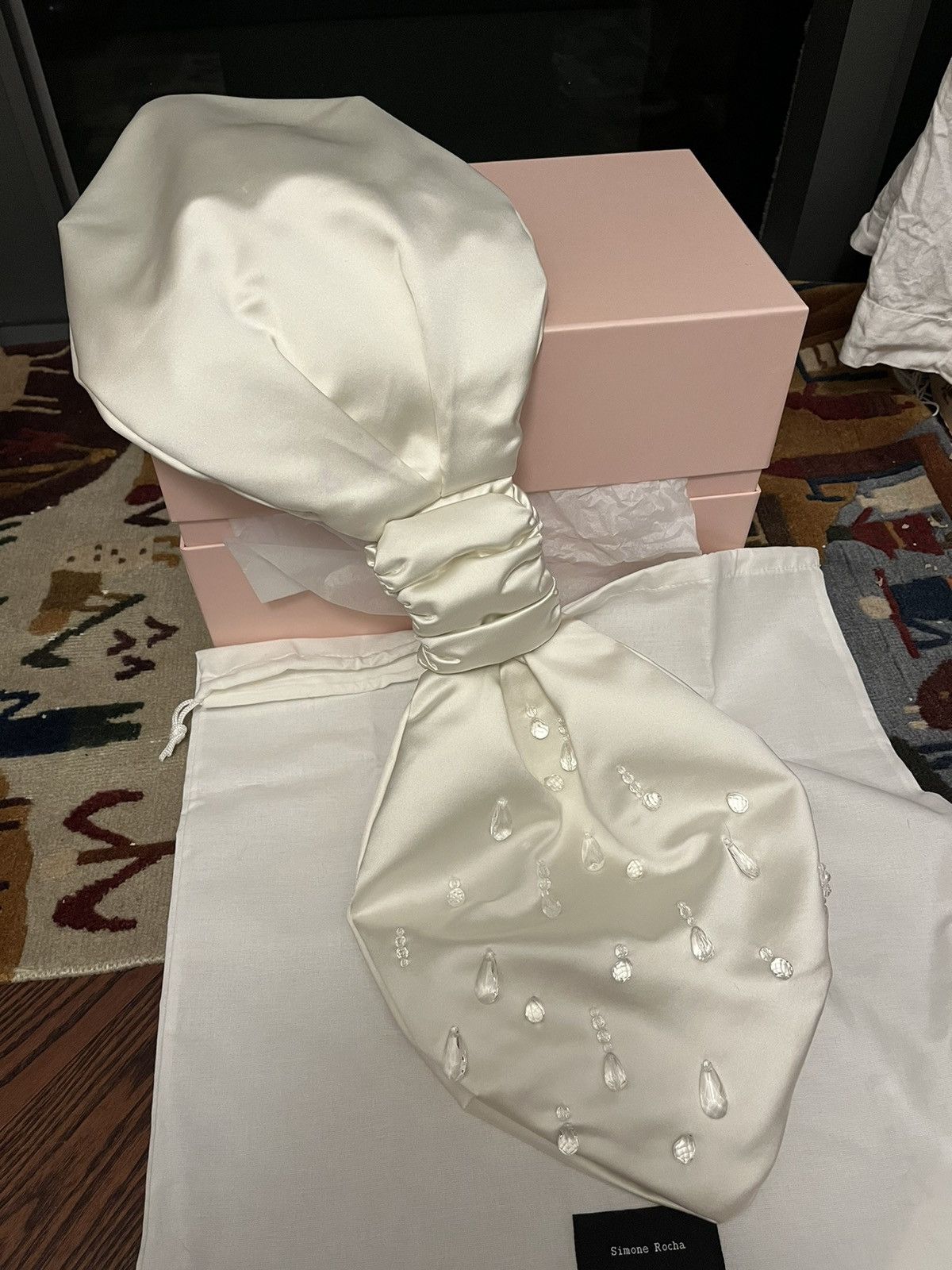 Simone Rocha BNWT Simone Rocha Ribbon Bow Crystal-embellished Satin Bag ...