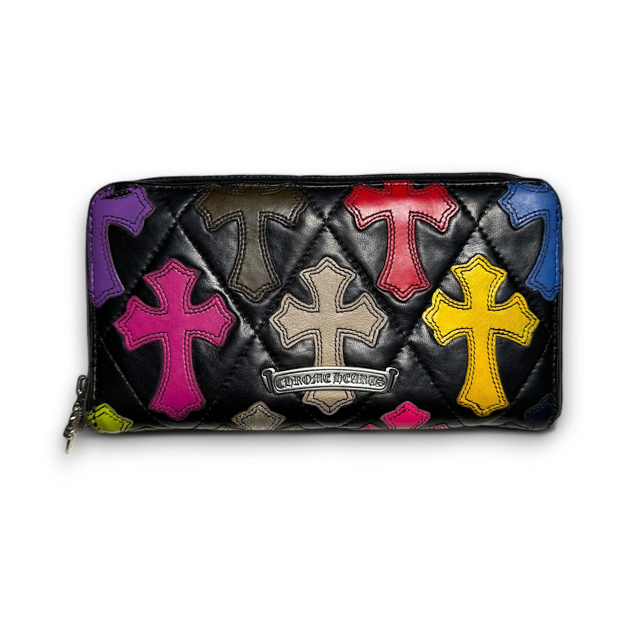Chrome Hearts Multi Color Cross Patch Zipper Wallet Long | Grailed