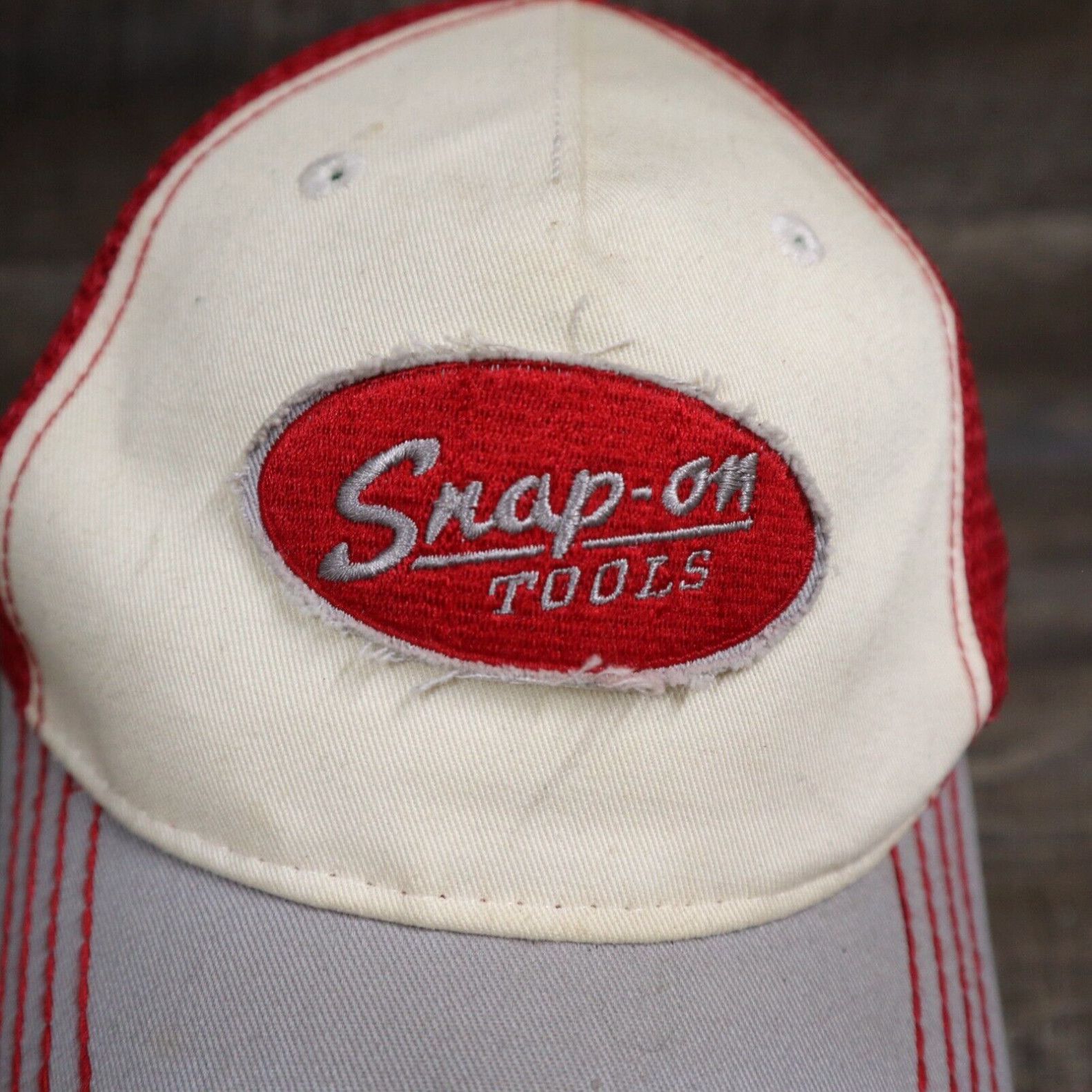 Vintage Snap On Tools Hat Cap Baseball Embroidered Logo Red White Adult ...