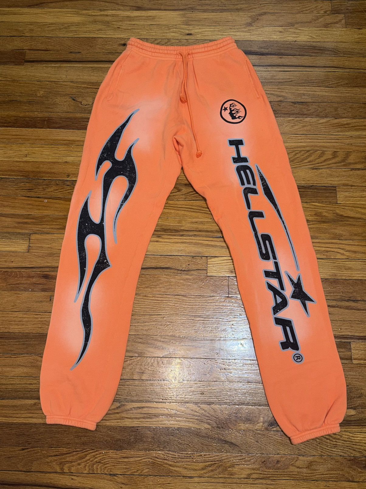HELLSTAR Hellstar Fire Orange Closed Elastic Bottom Sweatpants | Grailed