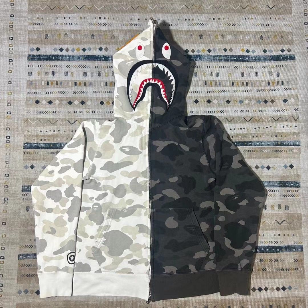 Bape CITY CAMO SPLIT HALF SHARK FULL ZIP HOODIE | Grailed