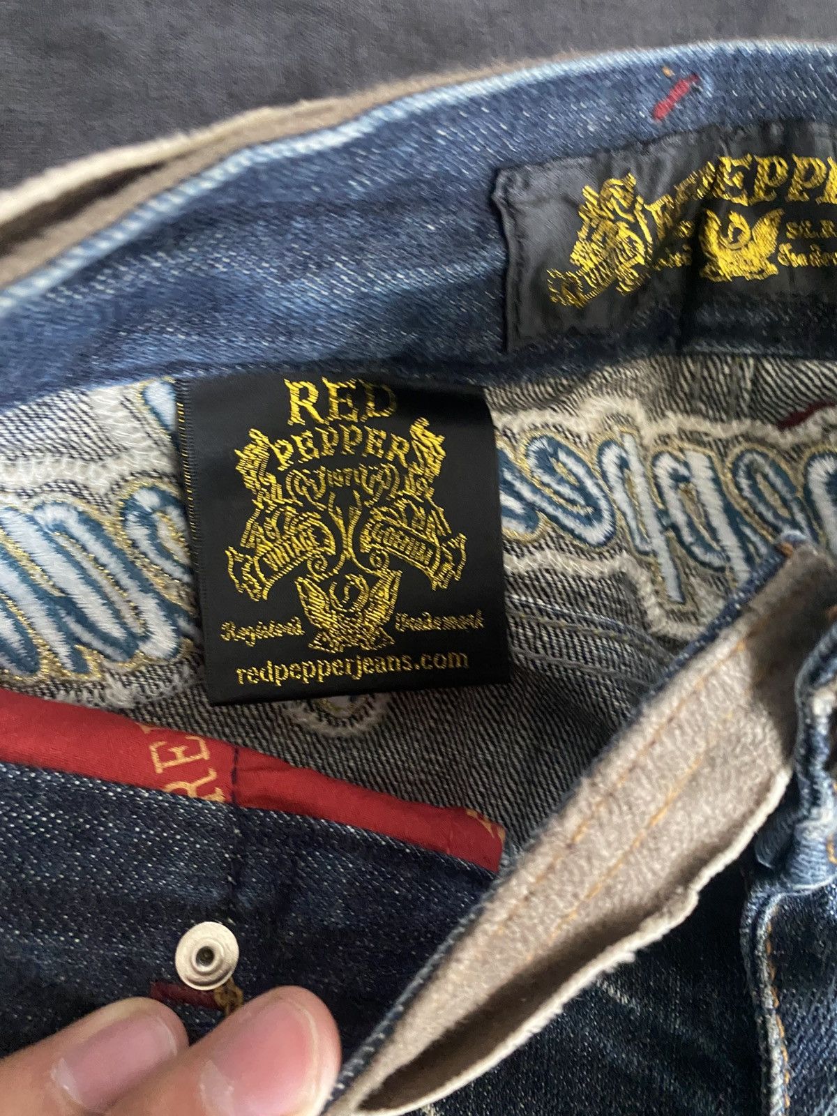 Japanese Brand vintage flared red pepper jeans | Grailed
