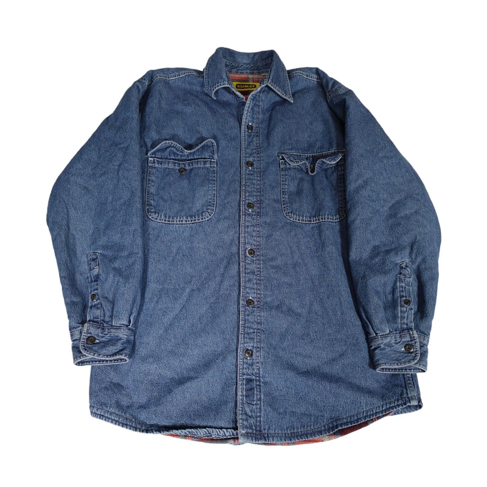 Vintage Stanley Long Sleeve Denim Flannel Lined Shirt Jacket Mens M ...