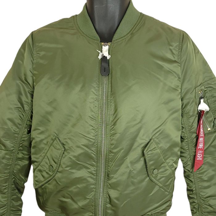 Vintage Alpha Industries MA-1 Flight Bomber Jacket Reversible Military Green Size Small | Grailed
