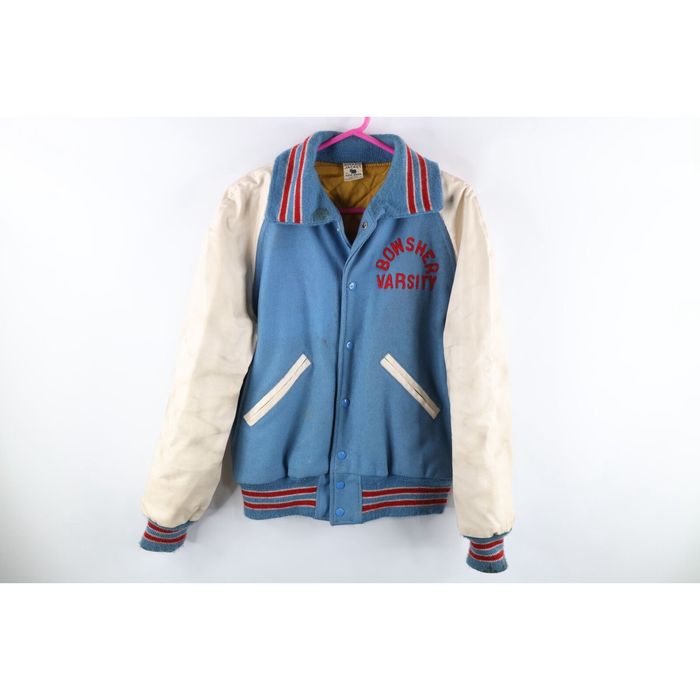 Thrasher Vtg 60s Mens L Thrashed Chain Stitch Wool Leather Varsity Jacket Letterman USA | Grailed