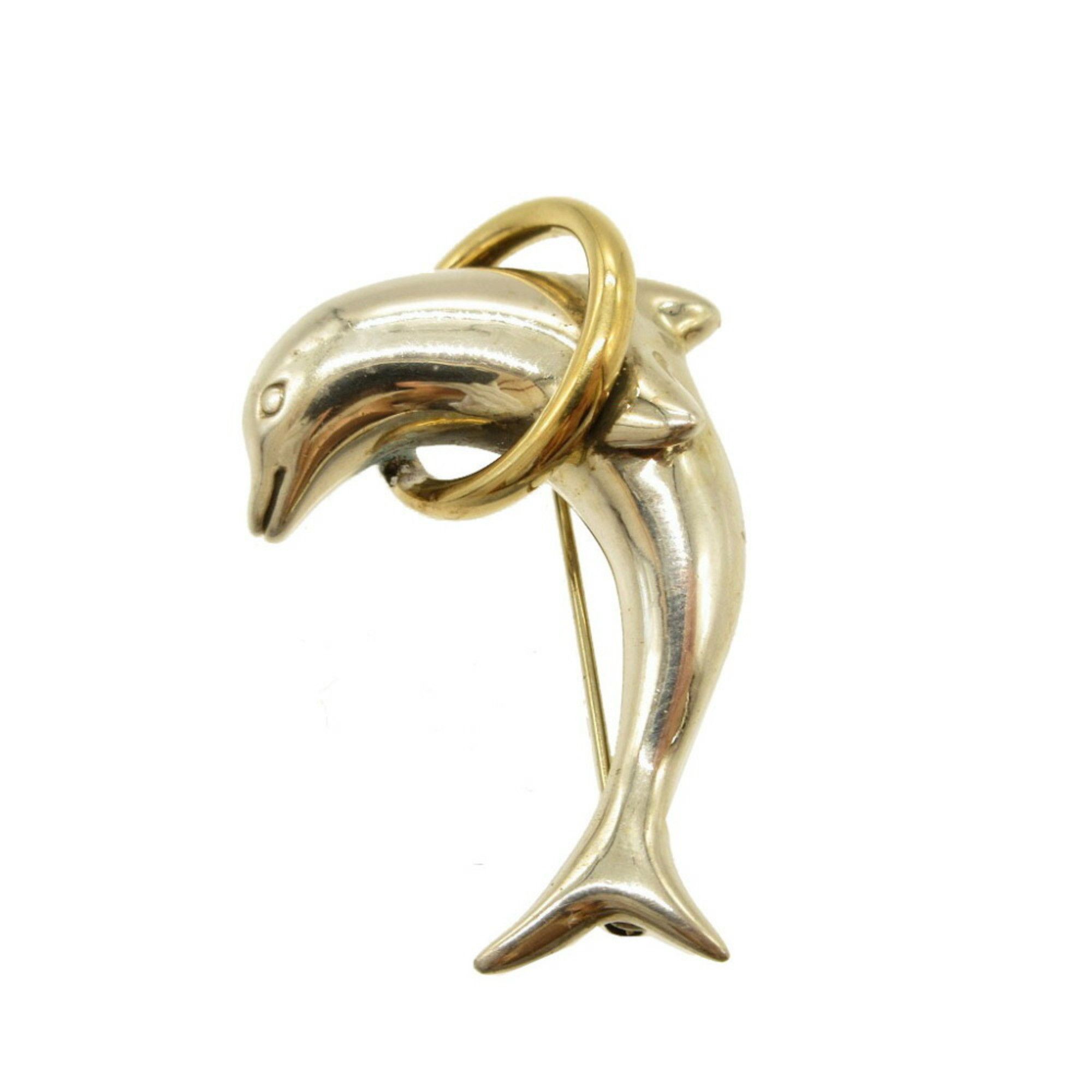 Tiffany & Co. Tiffany Dolphin Silver 925 K18YG Gold Brooch | Grailed