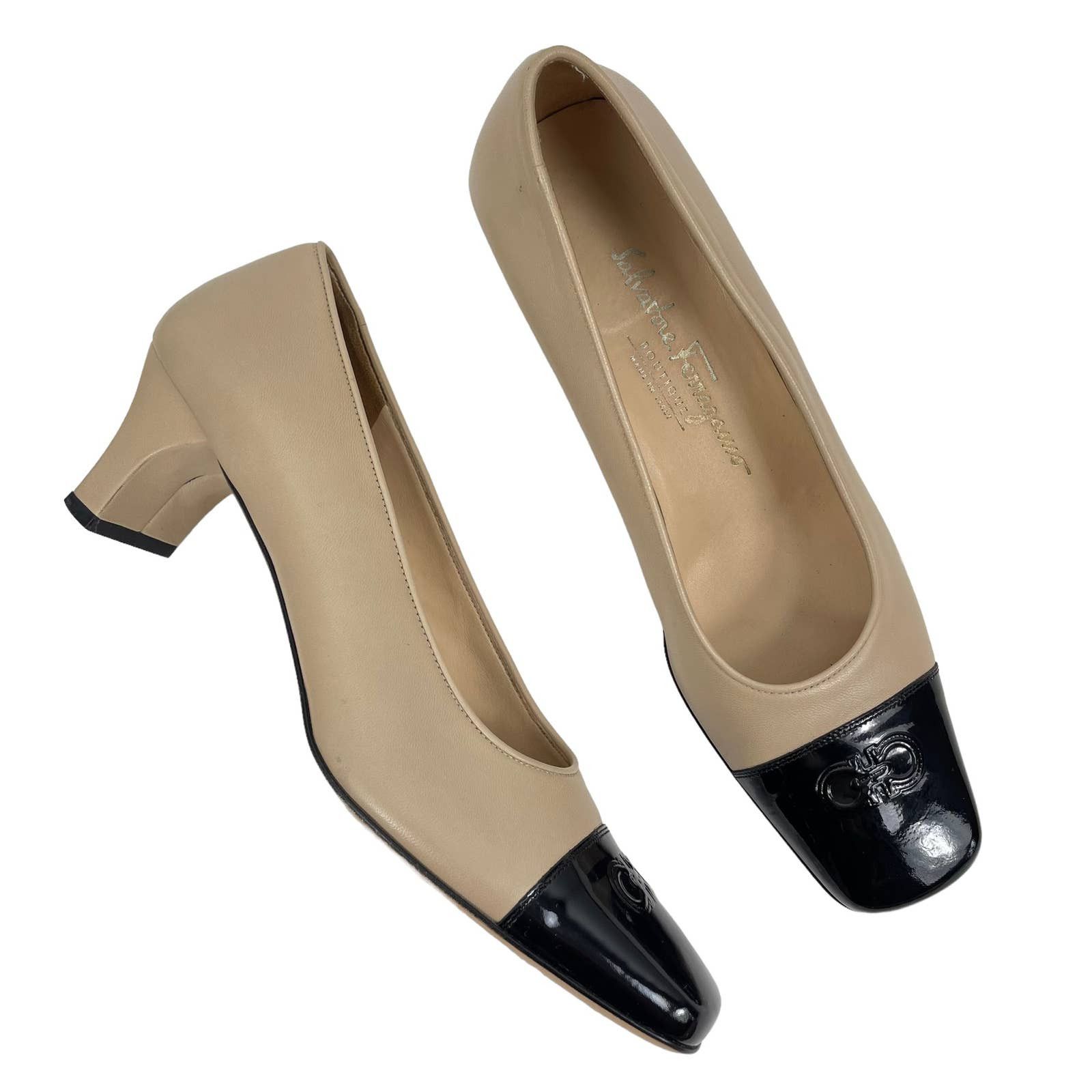 Salvatore Ferragamo Salvatore Ferragamo 2 Tone Pumps Patent Leather Cap ...
