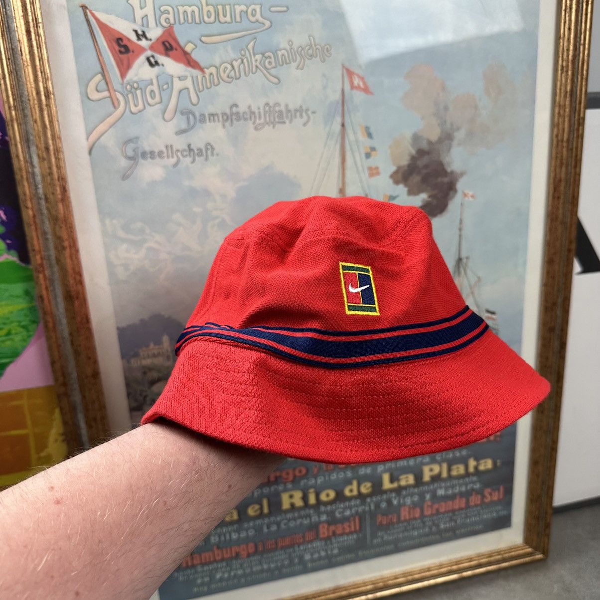 Nike Nike Bucket Hat Red Court Os Tennis Vintage 90s Grailed