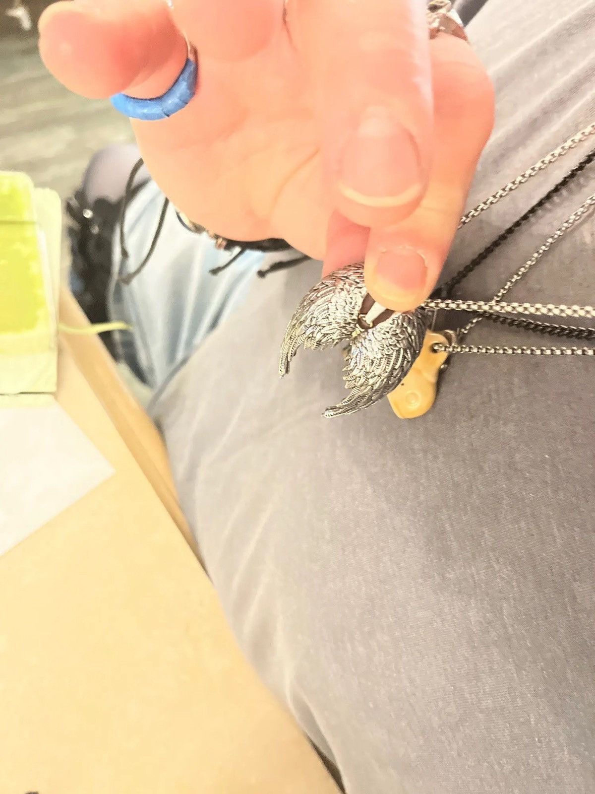 Cuban Link Chain Angle Wing Pendant Necklace | Grailed